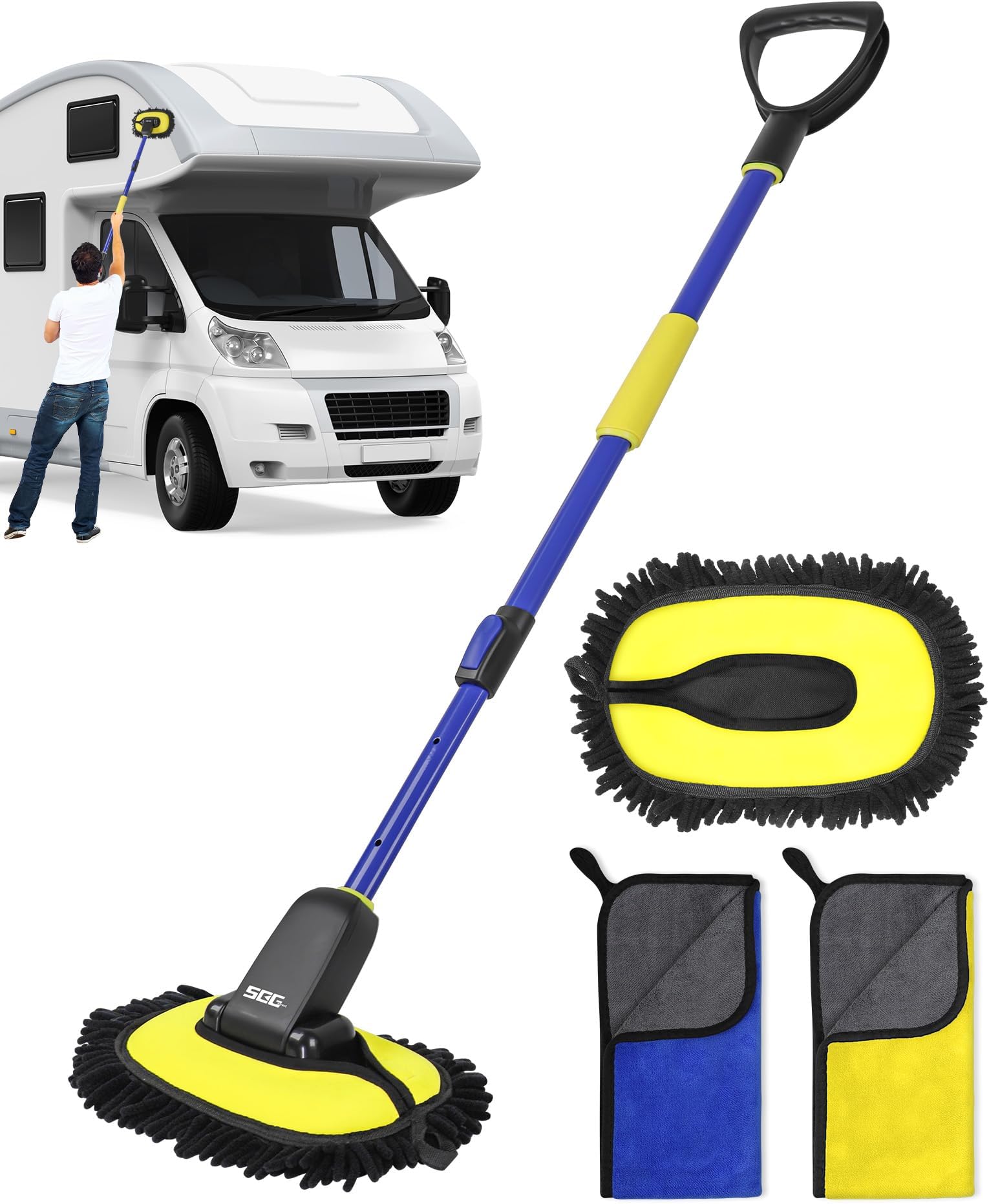 Amazon.com: Volodya 15°Curved Car Wash Brush with 47" Extension Long ...