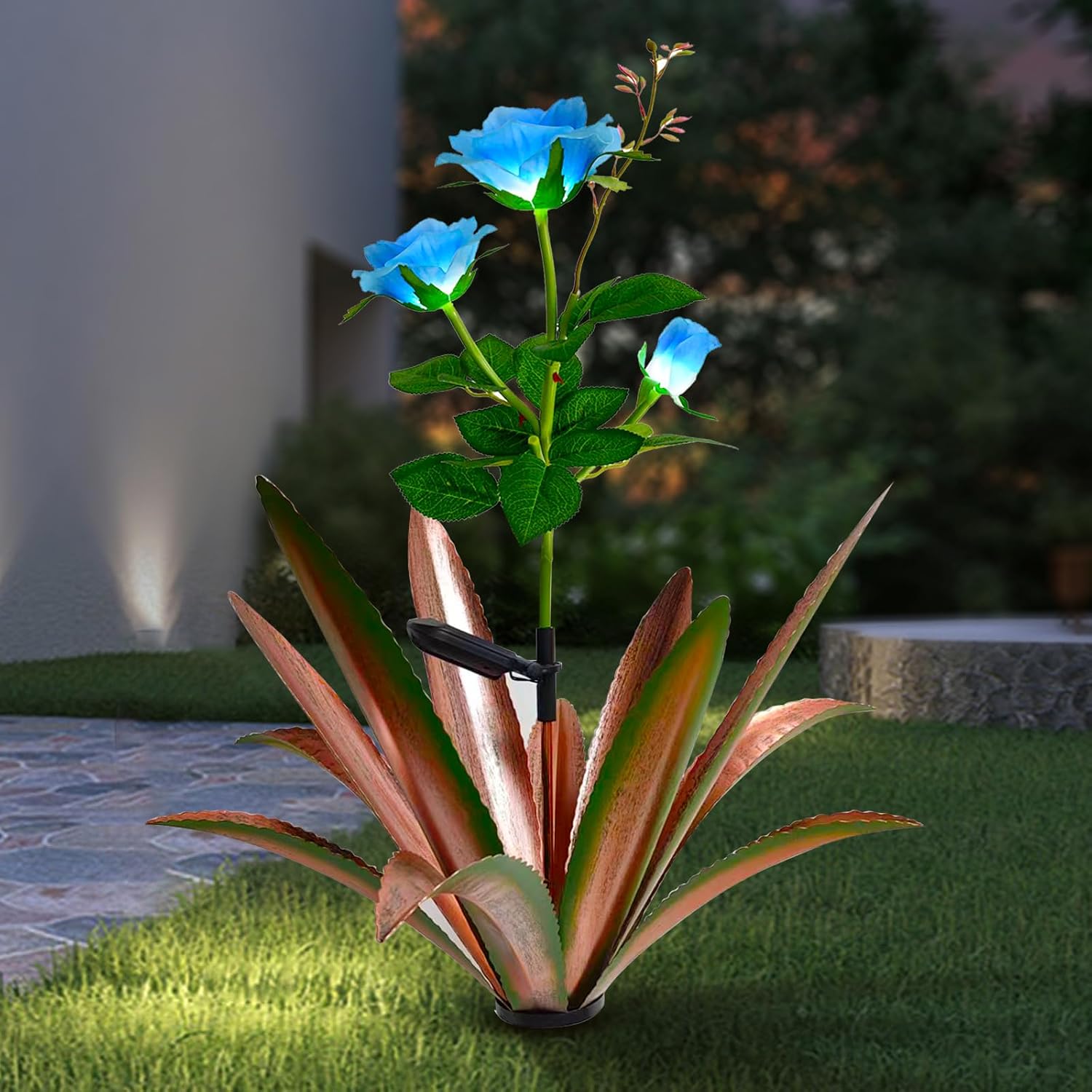 Amazon.com : TOMBABY Solar Metal Agave Garden Art Rose Metal Plant ...