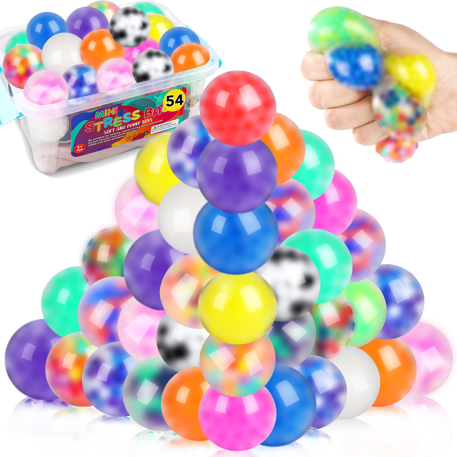Snapklik.com : 54Pack Stress Balls, Squishy Squeeze Balls Bulk Fidget ...