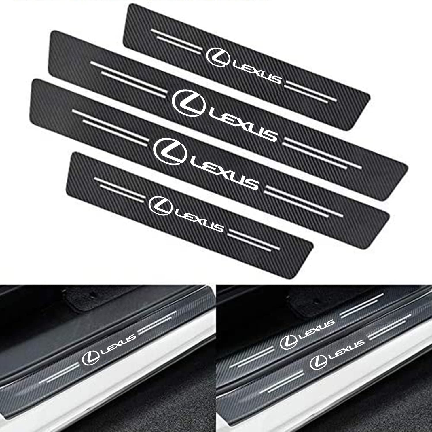Bigmanka 4Pcs Door Sill Protector Carbon Fiber Sticker Decoration Door ...