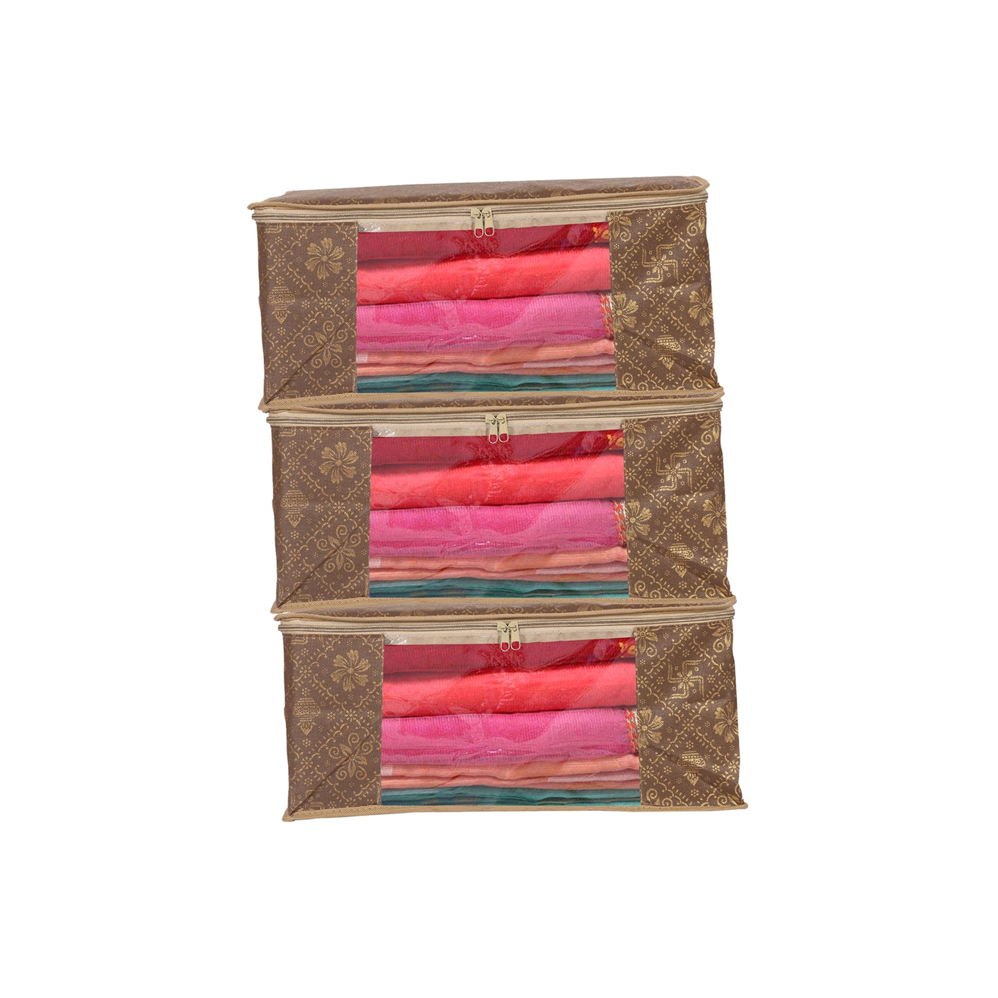 Perpetual Saree Organizer For Wardrobe - Foldable Saree Covers With Zip ...