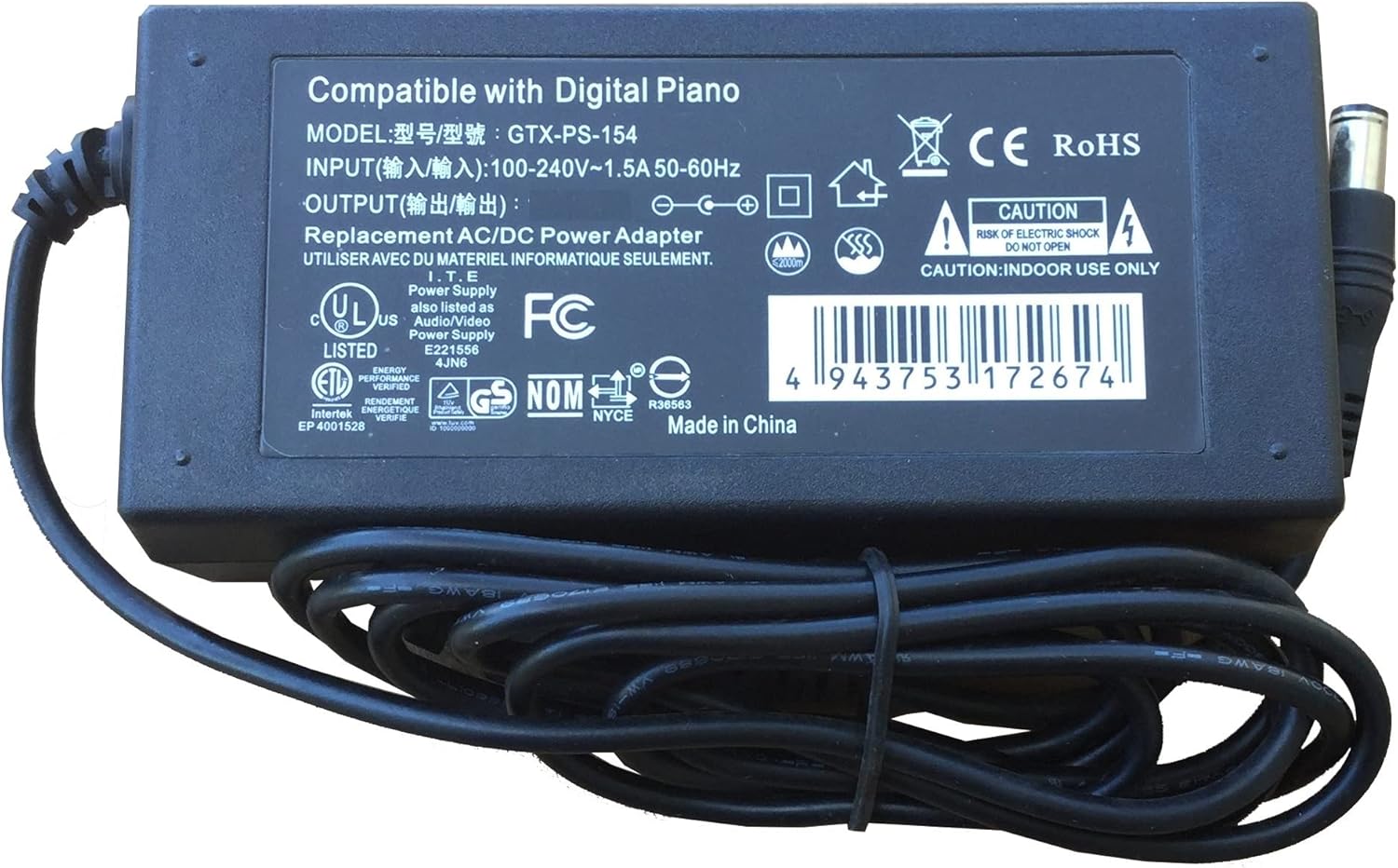 AC Adapter Compatible with Kawai PS-154 Power Supply PS154 : Amazon.ca ...