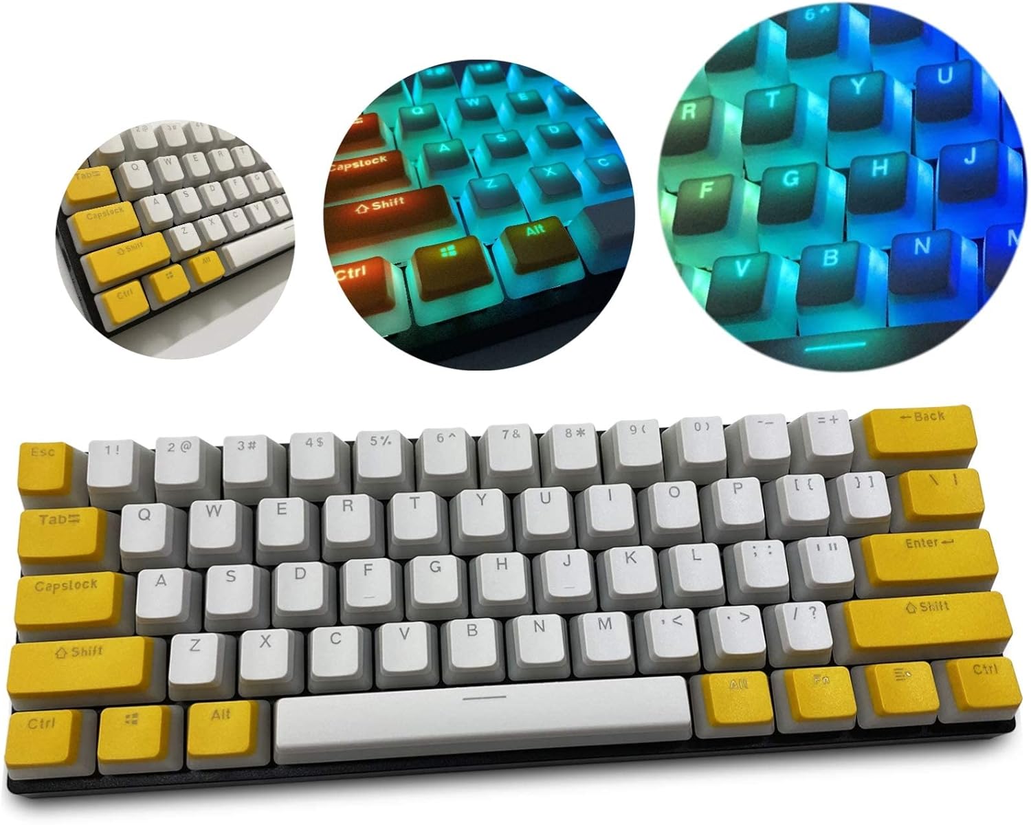 Topwang PBT Pudding Keycap Set, 61 Keys Double Shot OEM Profile Backlit ...