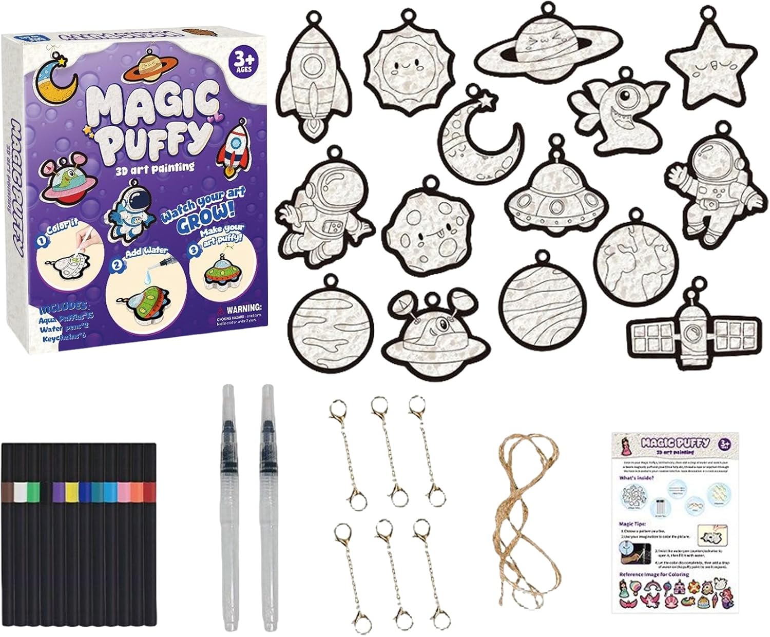 3D Effect Texture Drawing Set – 3cm Foam Painting Kit with 12 Colouŕ ...