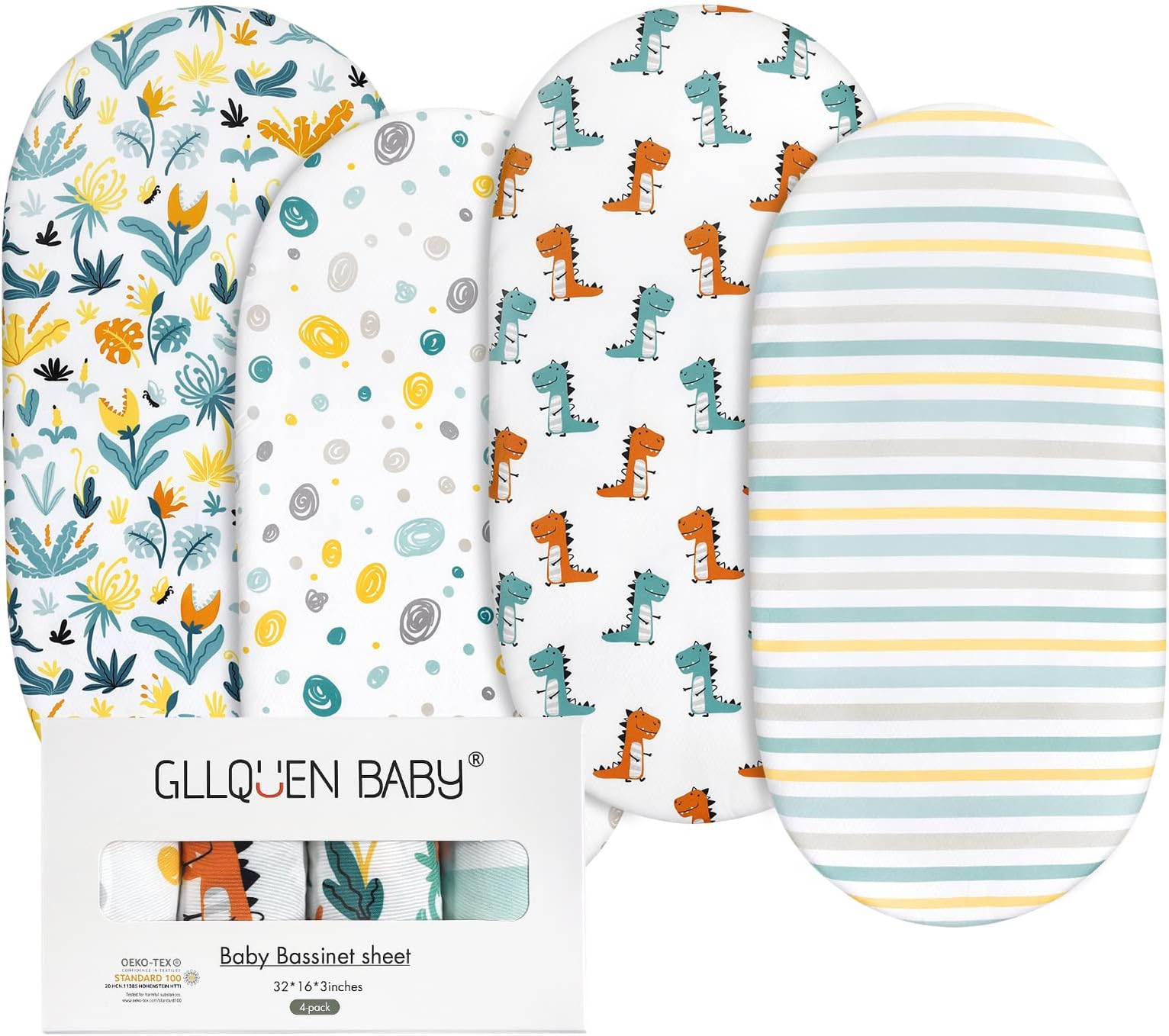 Amazon.com: Bassinet Bed Sheets – Premium Bassinet Fitted Sheets 4 Pack ...