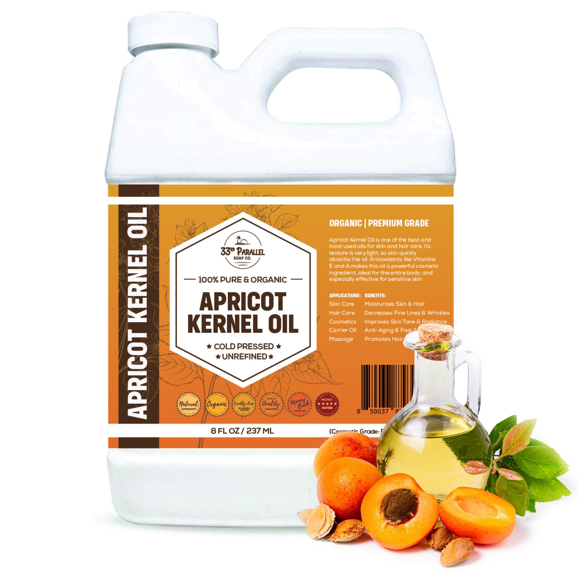 Amazon.com: Organic Apricot Kernel Oil (32 Oz) Premium Cold Pressed ...