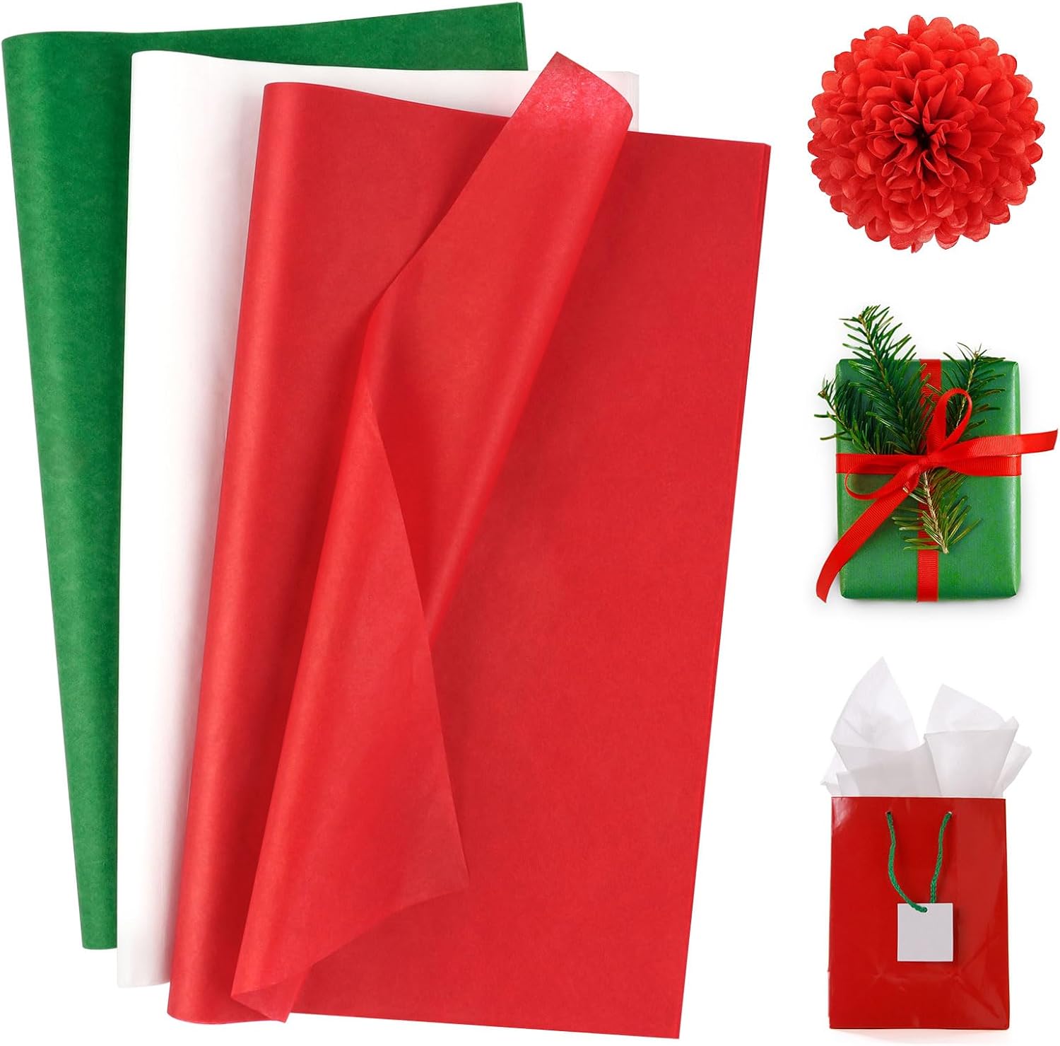 Amazon.com: Christmas Tissue Paper Bulk, 20" X 20" Holiday Tissue Paper ...