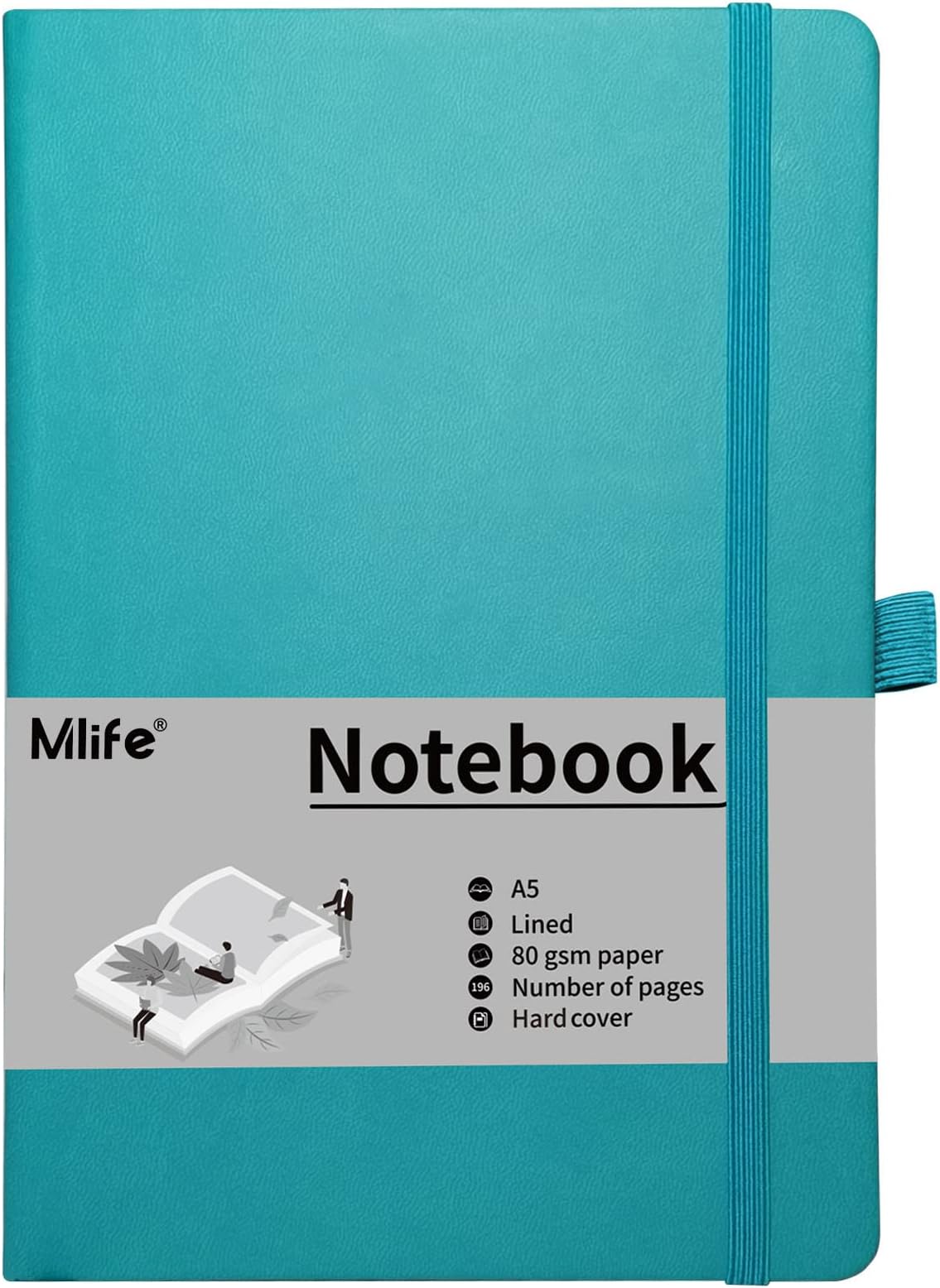 Mlife A5 Journal Notebook,Lined Hardback Notebook with Pen Holder,192 ...