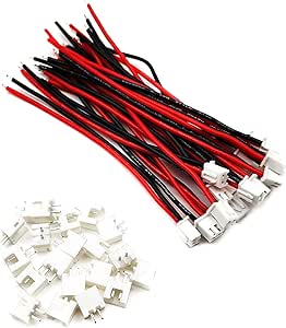 Amazon.com: 20 Sets Mini Micro JST-XH 2.54mm Pitch 2 Pin Male Connector with 10cm Silicone Wire ...