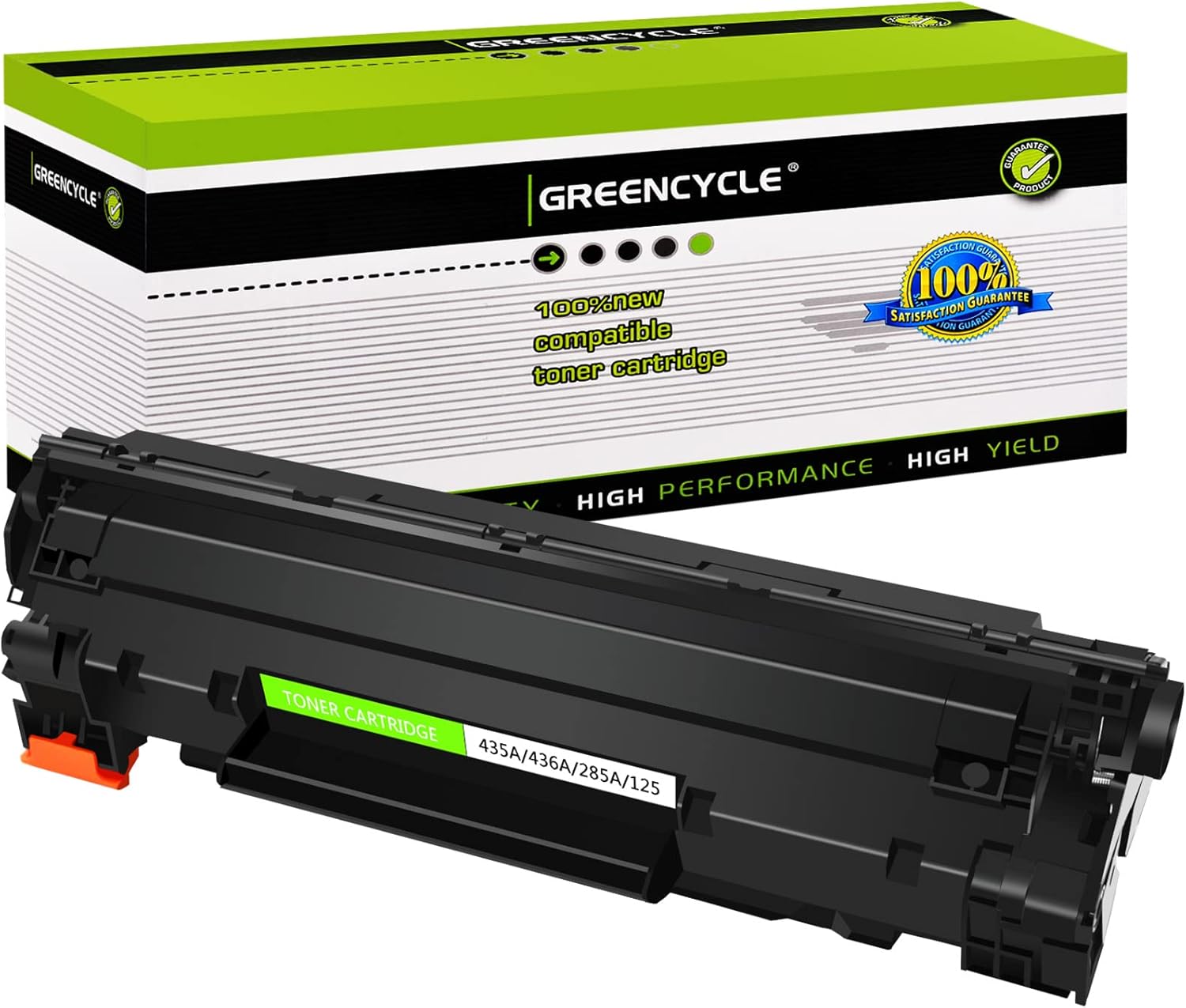 GREENCYCLE 1 Pack Black Toner Cartridge Compatible for CB435A 35A Toner ...
