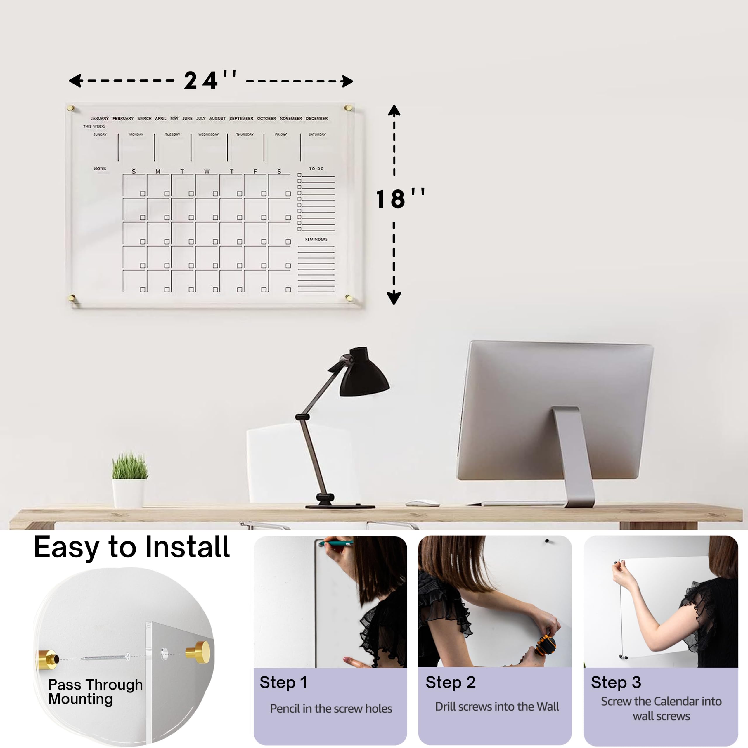 Snapklik.com : Premium Ultra-Clear Acrylic Wall Calendar Dry Erase ...