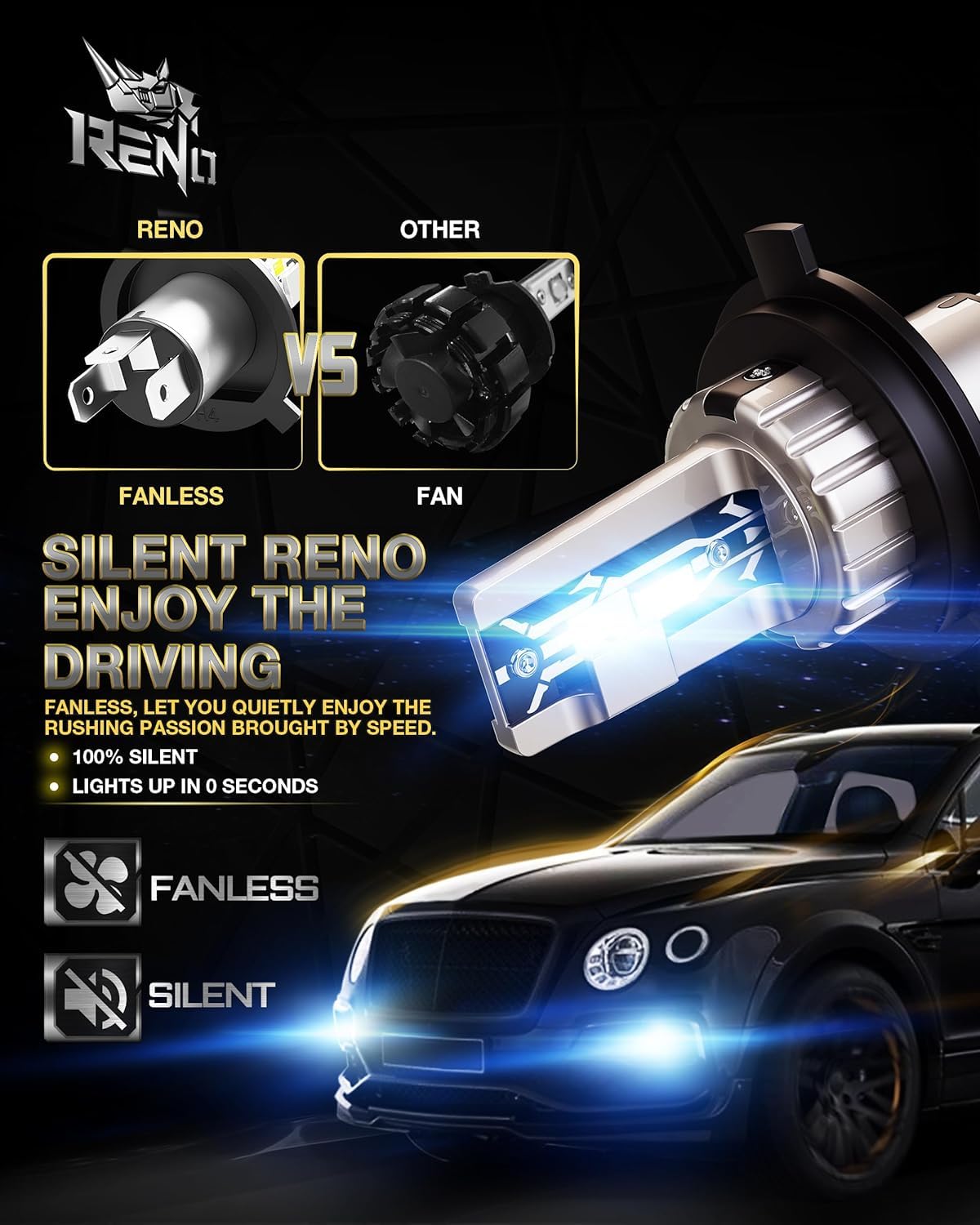 Snapklik.com : H4 Bulbs, 9003 H4 Fog Lights Fanless In Line Plug And ...