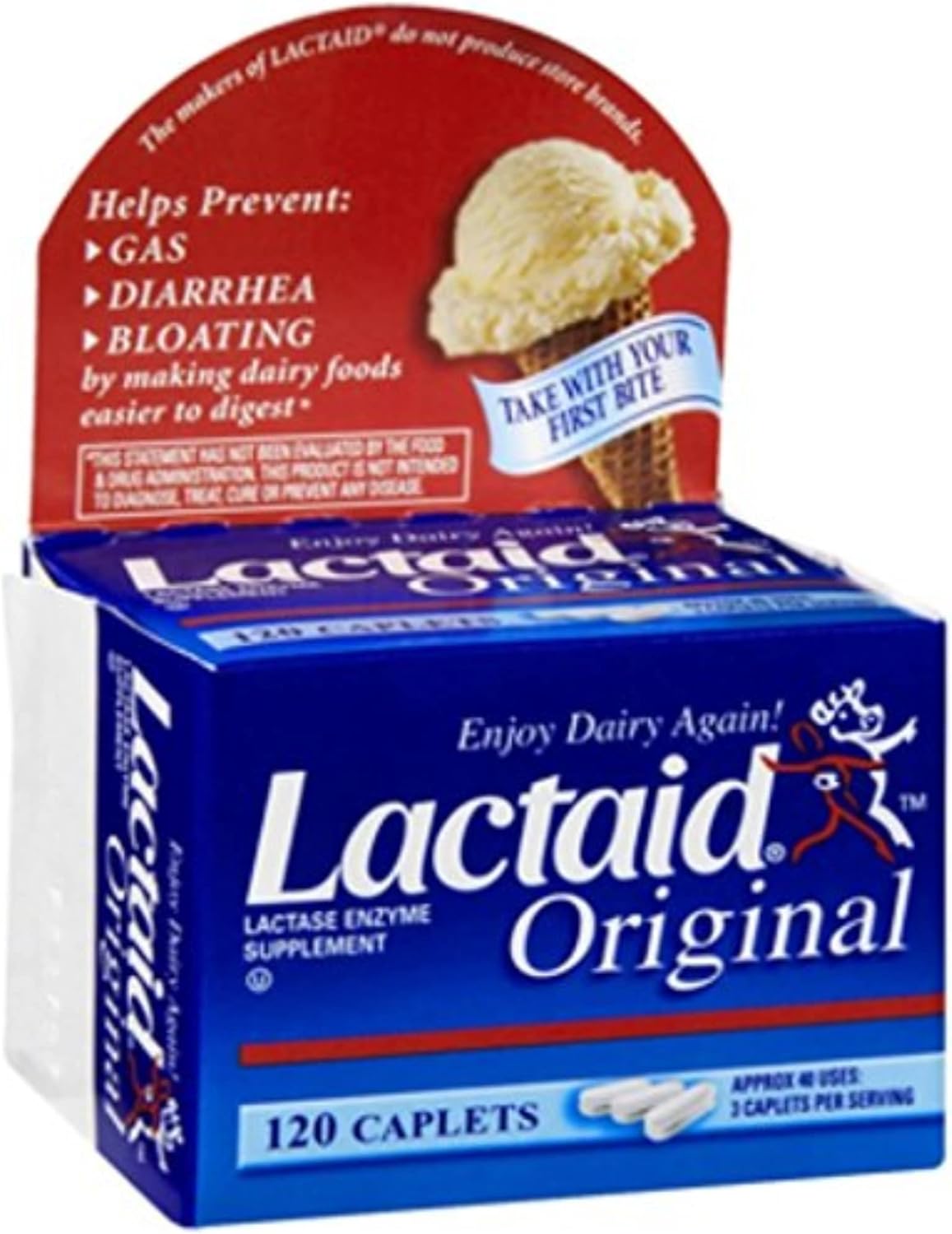 Amazon.com: Lactaid Original Lactase Enzyme Supplement Caplets-120ct ...