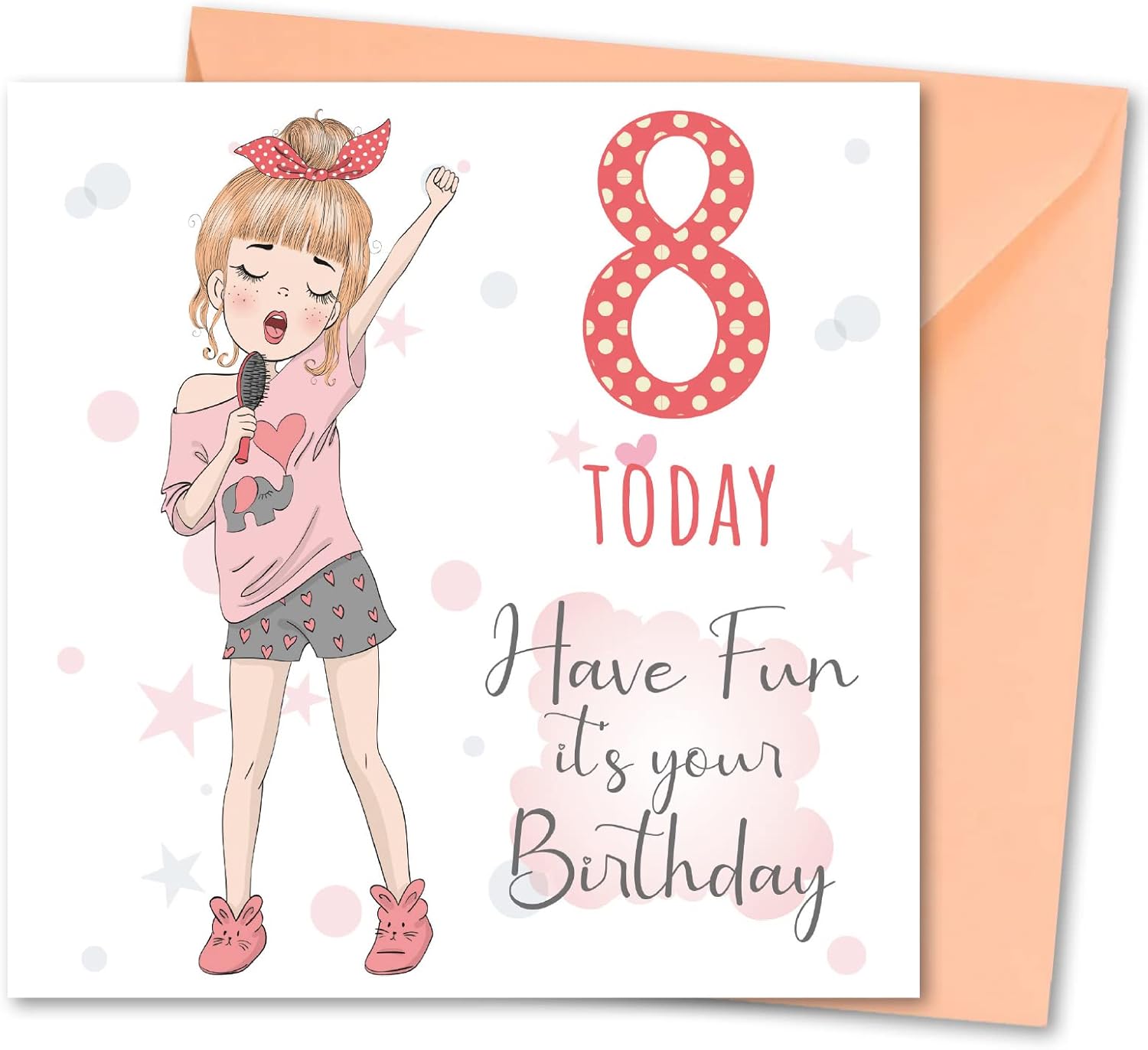 Birthday Card for Girl Age 8. Girl Birthday Card with Matching Envelope ...