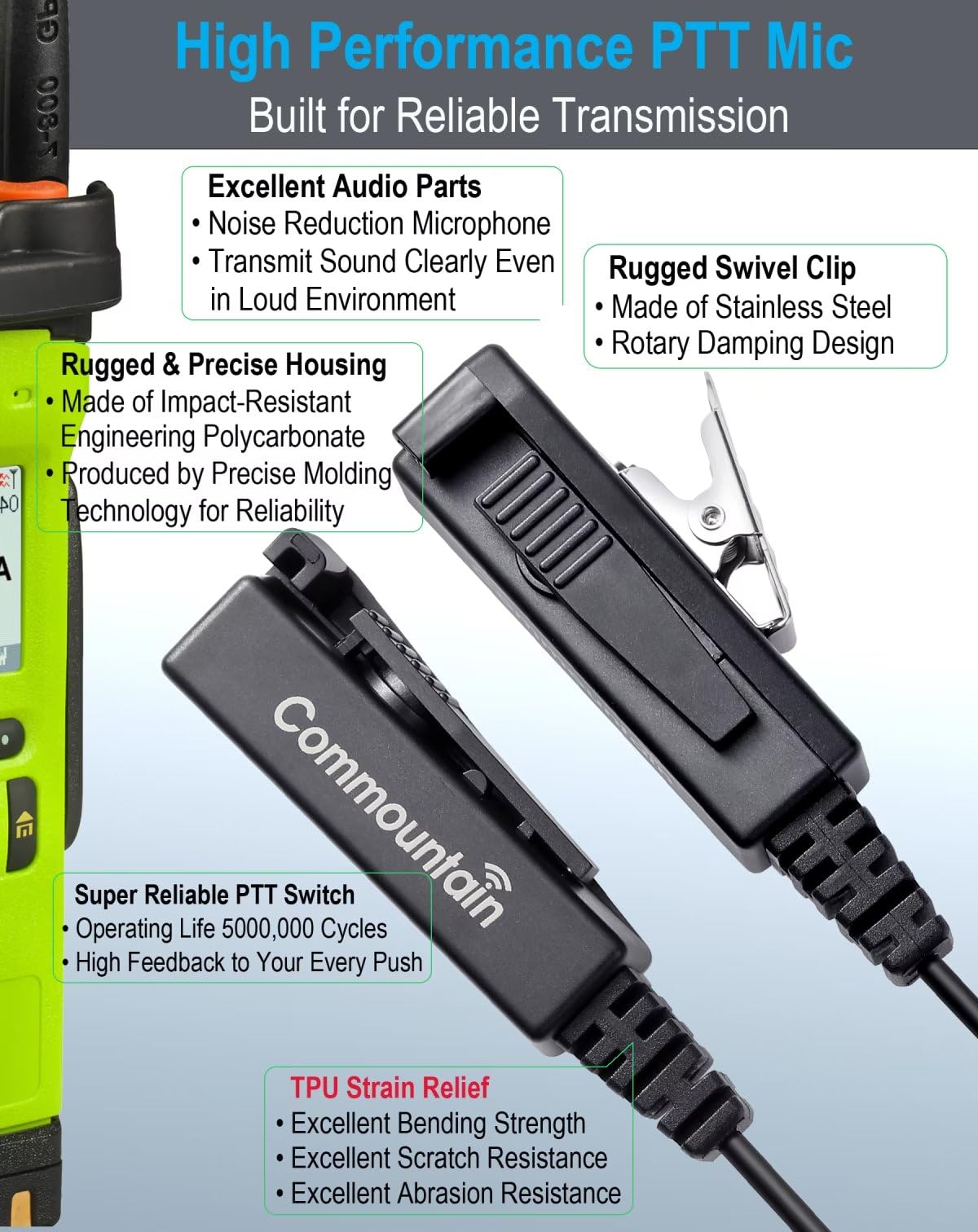 commountain APX 6000 XPR 7550e Earpiece with Mic for Motorola Radios ...