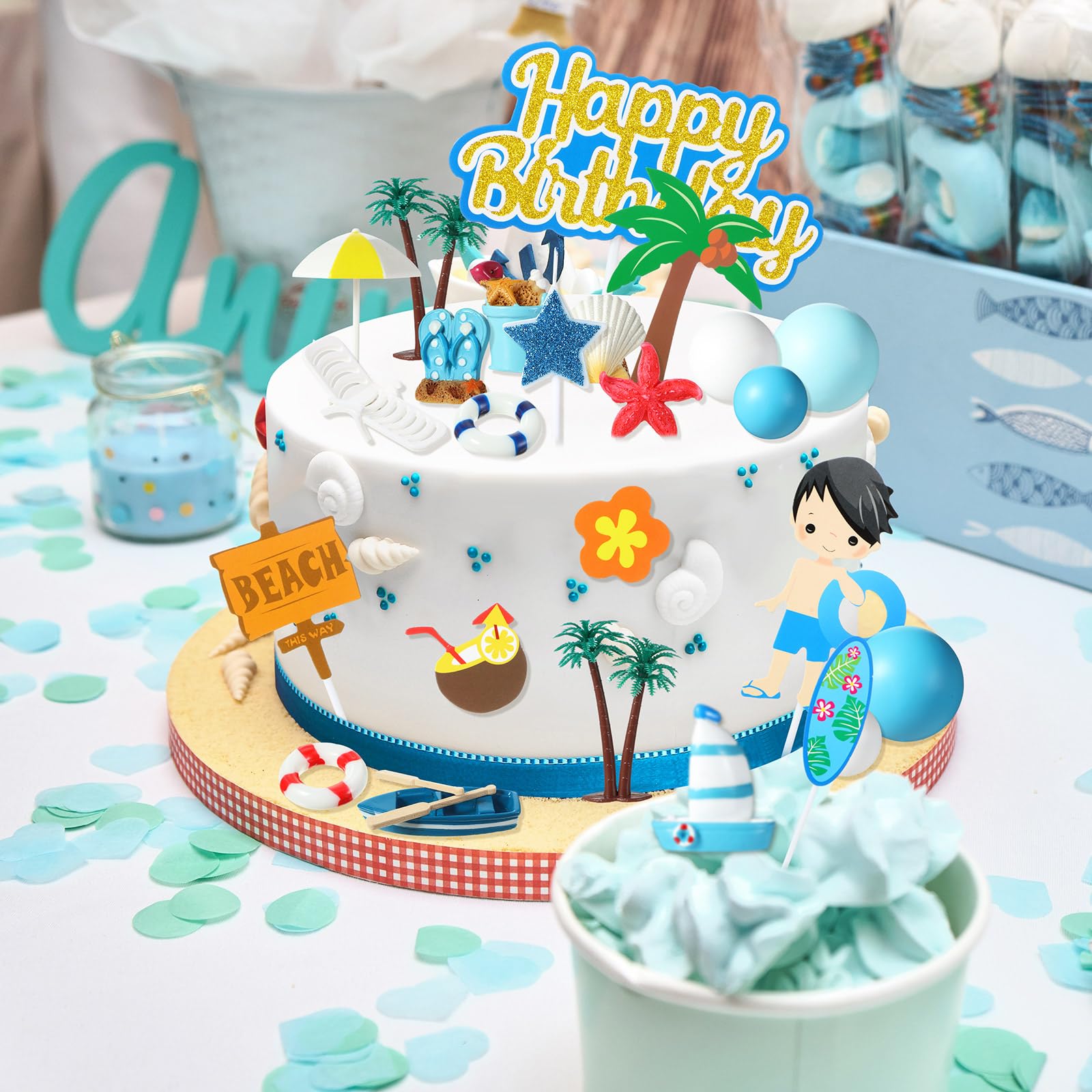 Snapklik.com : 42 PCS Beach Cake Decoration Summer Ocean Cake Toppers ...