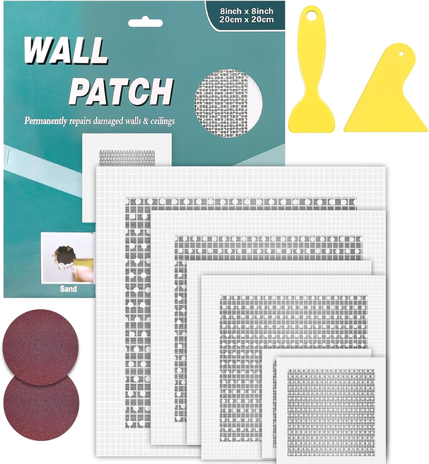 Amazon.com: 6-Piece Drywall Patch Kit Includes 2/4/6/8 inch, Drywall ...