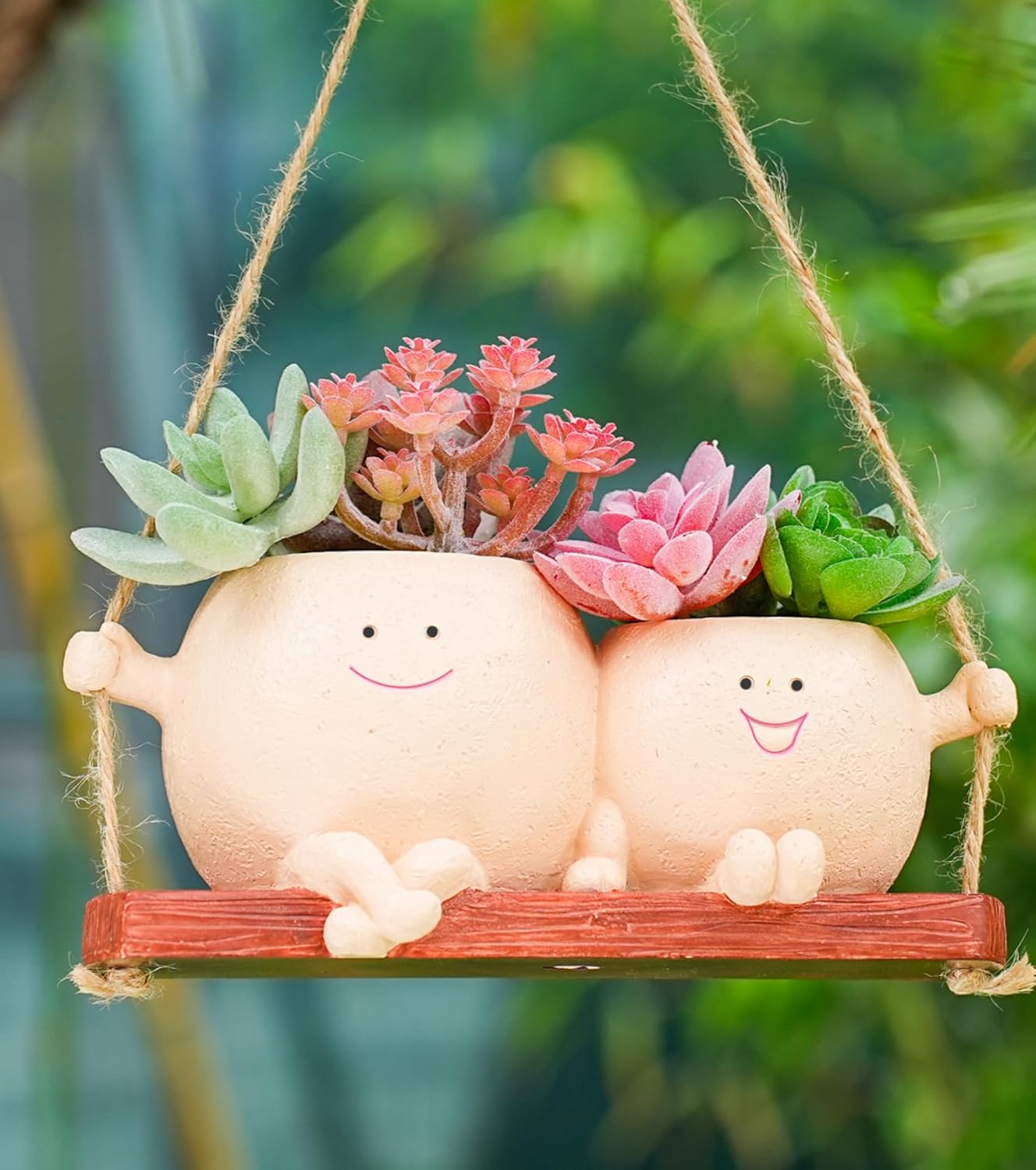 Amazon.com: RZOIKZOI Cute Couple Swing Planter with Smiley Face,Couple ...