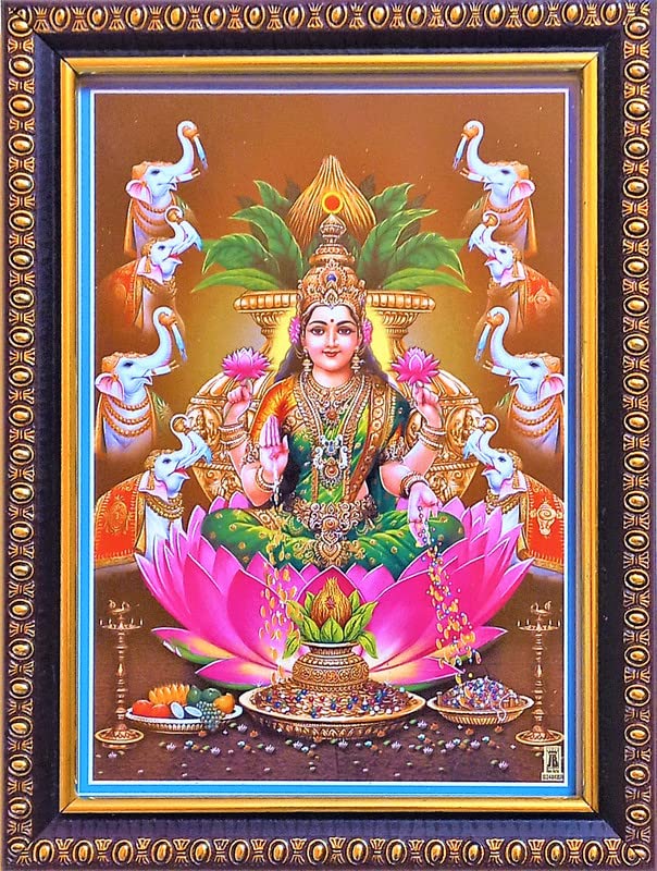 Shreya Arts Frame With Glass Wood Dhana Lakshmi/Lakshmi Pooja/Laxmi ...