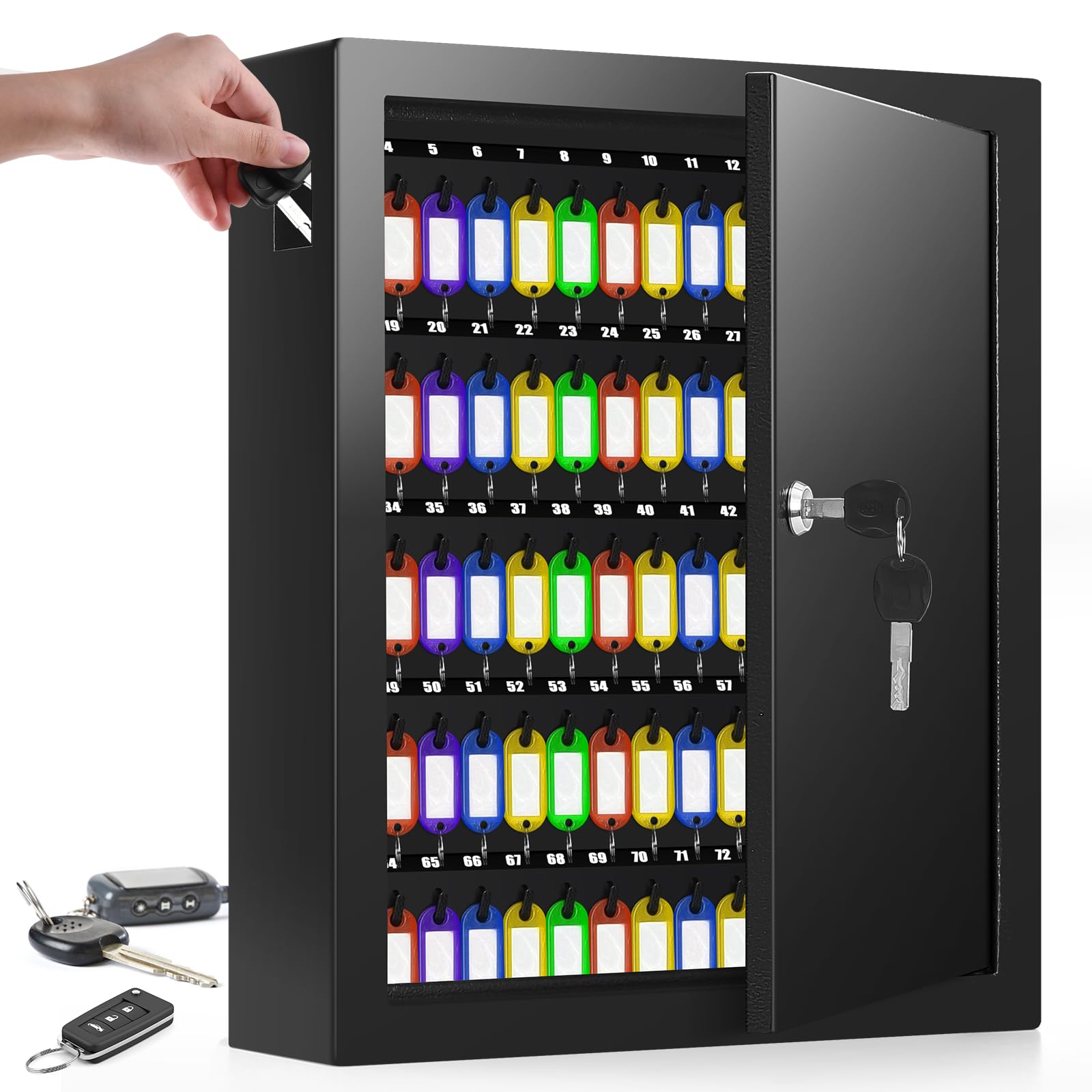 125 Keys Key Cabinet Organizer, Heavy Duty Key Lock Box Wall Mount with ...