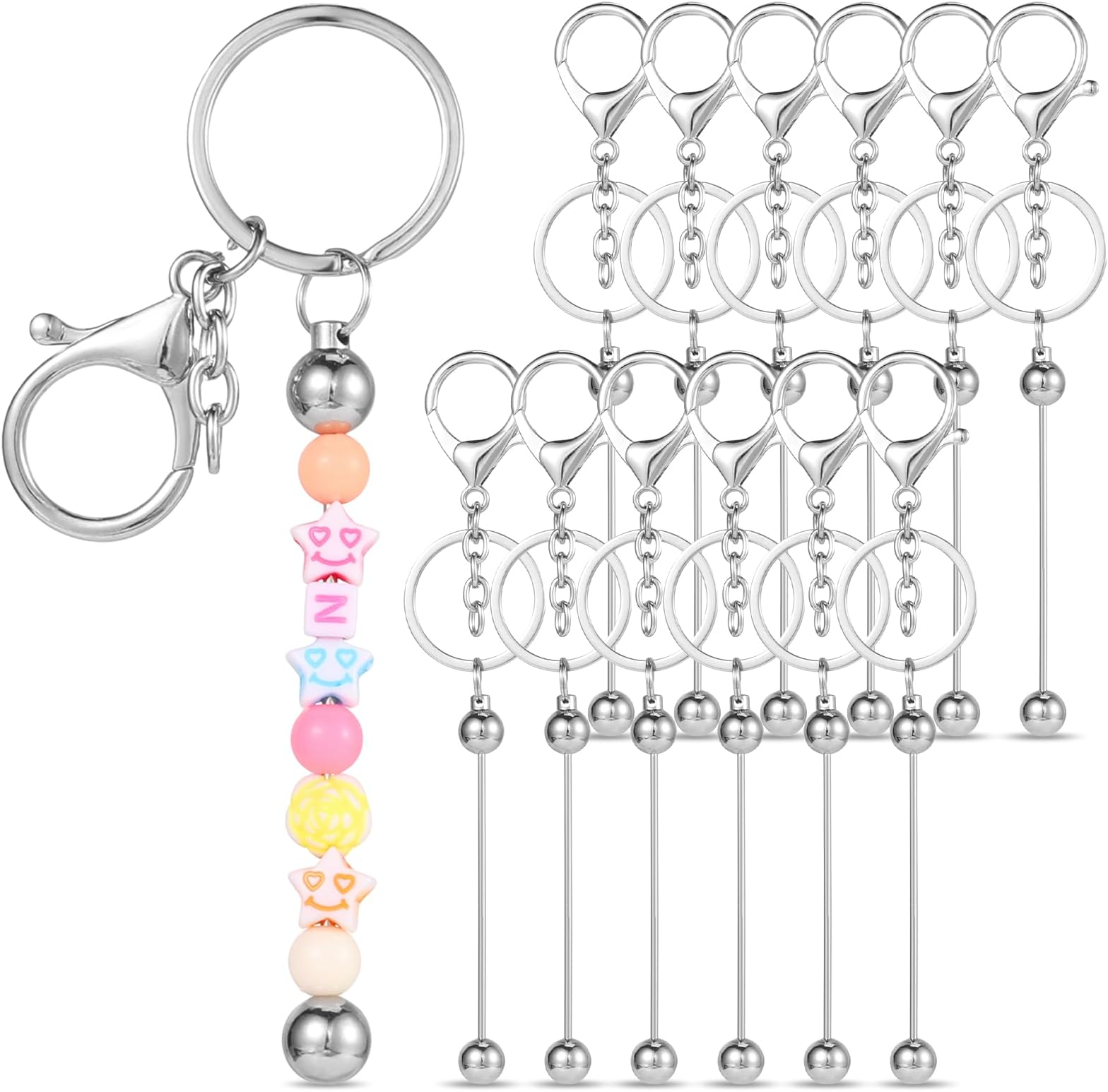Amazon.com: SUNNYCLUE 1 Box 20Pcs Beaded Key Chain Bars DIY Beaded ...
