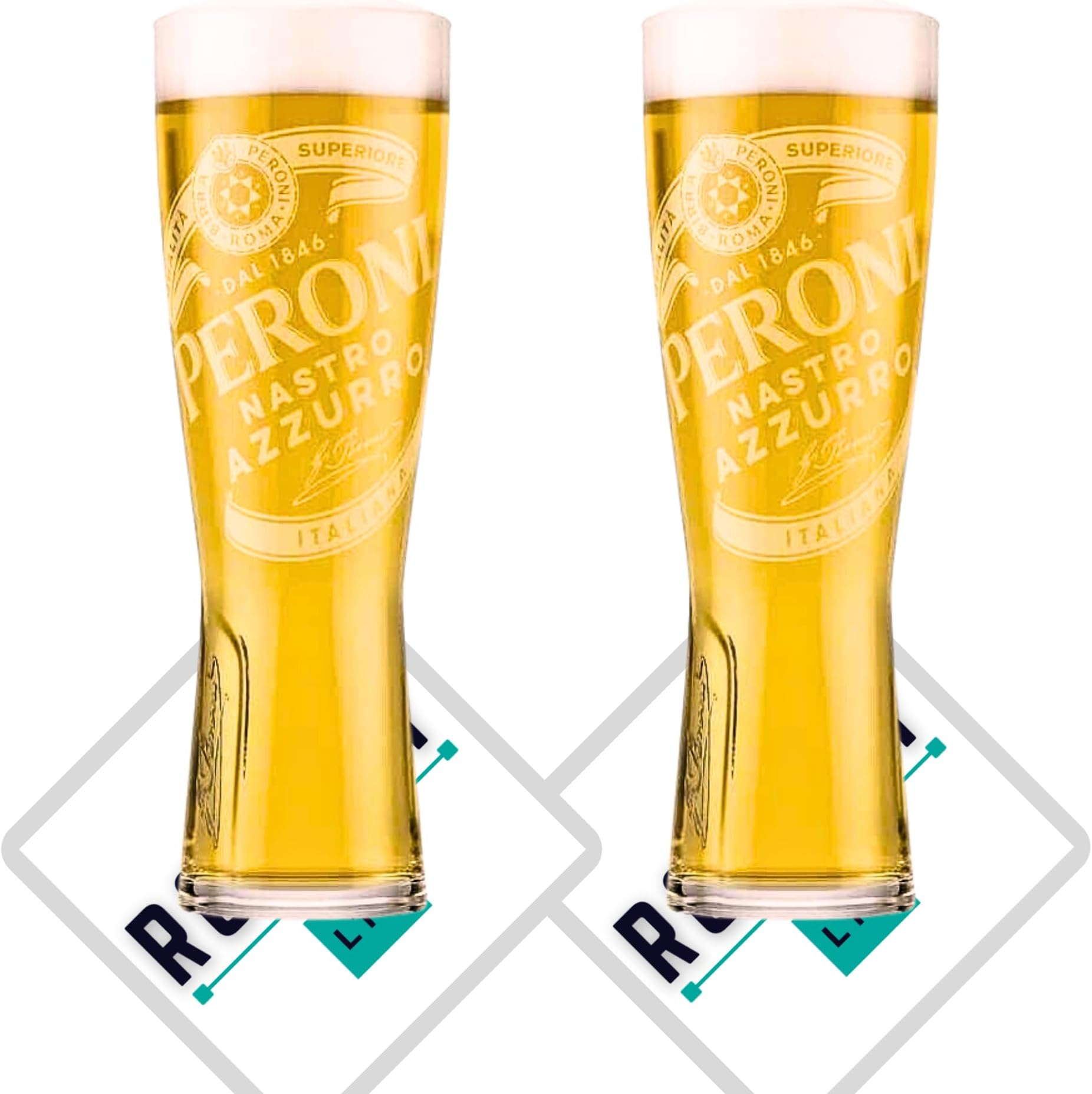 Roxley Peroni X2 Half Pint Glass | 28cl Peroni Glasses + 2 Branded ...
