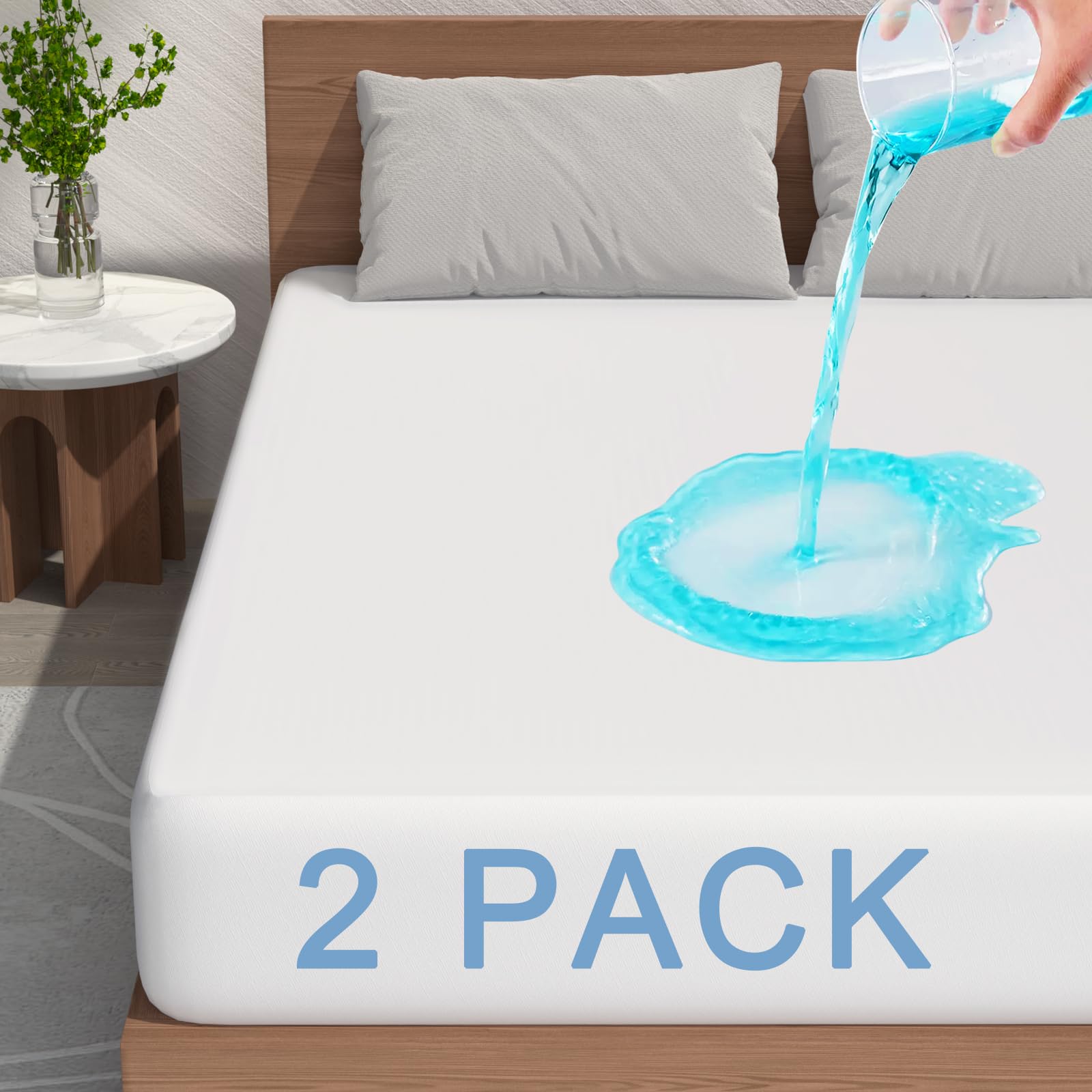 Snapklik.com : 2 Pack Twin Mattress Protector, Soft Breathable ...