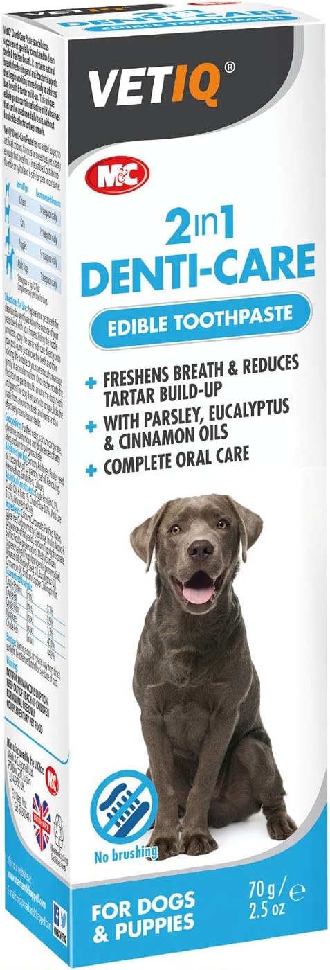 VetIQ 2in1 Denti-Care Edible Dog Toothpaste, 70g, Dog Cleaning Products ...