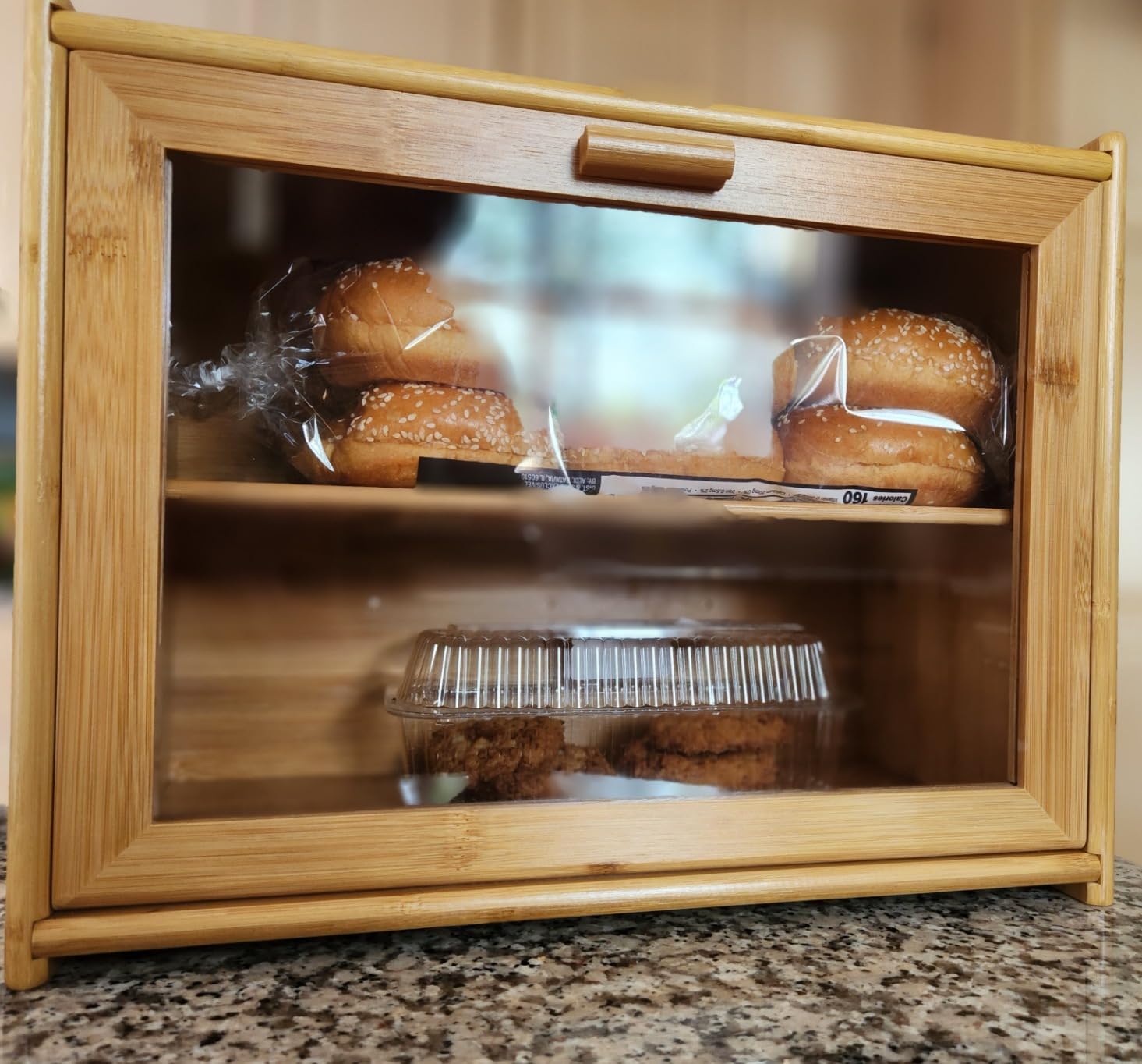Amazon.com: VaeFae Bamboo Bread Box, Large BreadBox for Kitchen ...
