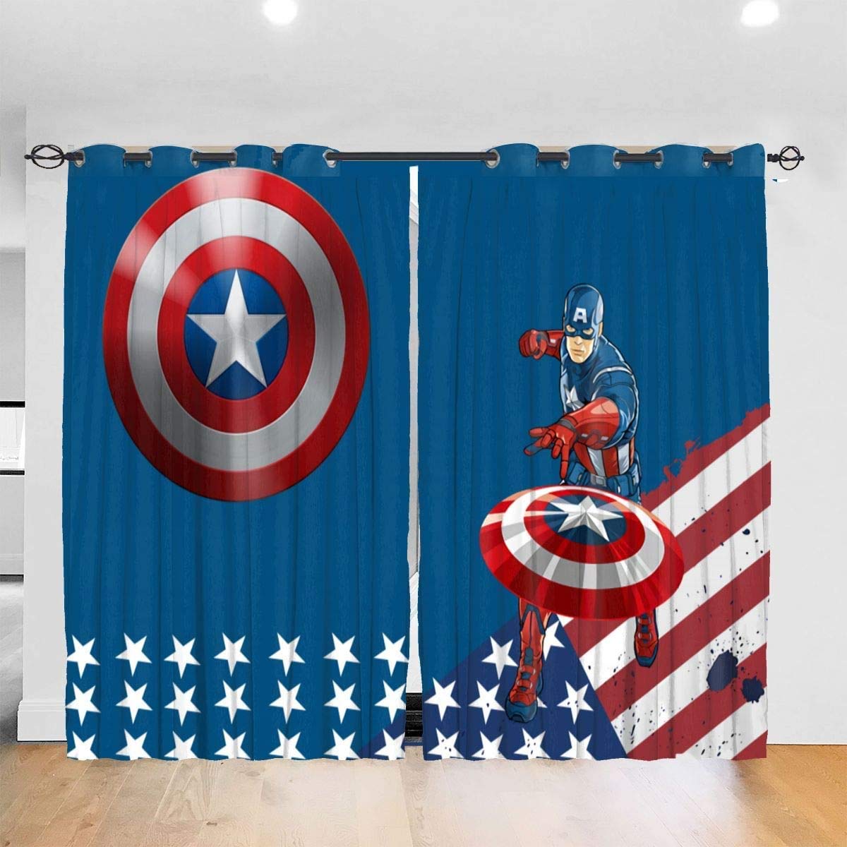 Captain America Curtains Avengers Window Curtain, Super Hero Curtain,