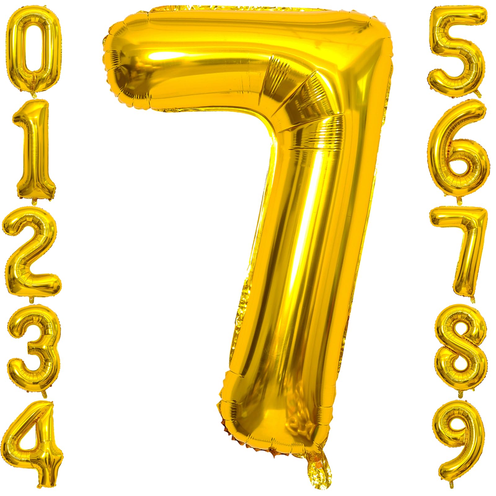 Amazon.com: 7 Number Balloon Gold 40 inch Big Foil Mylar 7th Balloons ...