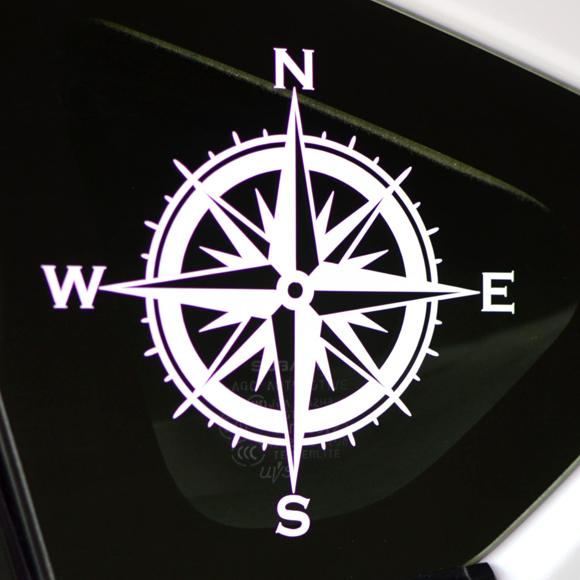 Amazon.com: Compass Rose Black White Vinyl Sticker - Car Phone Helmet ...