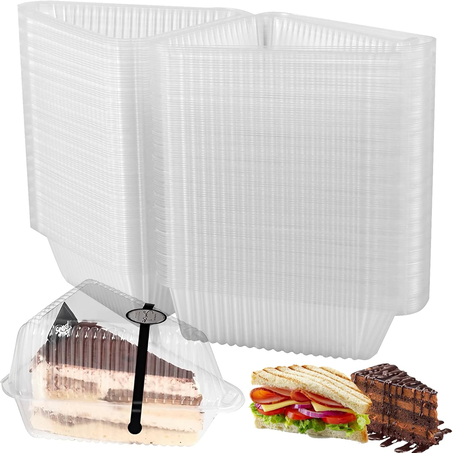 PandaHug 100 Pcs Cake Slice Boxes, Reusable Cupcake Slice Container ...