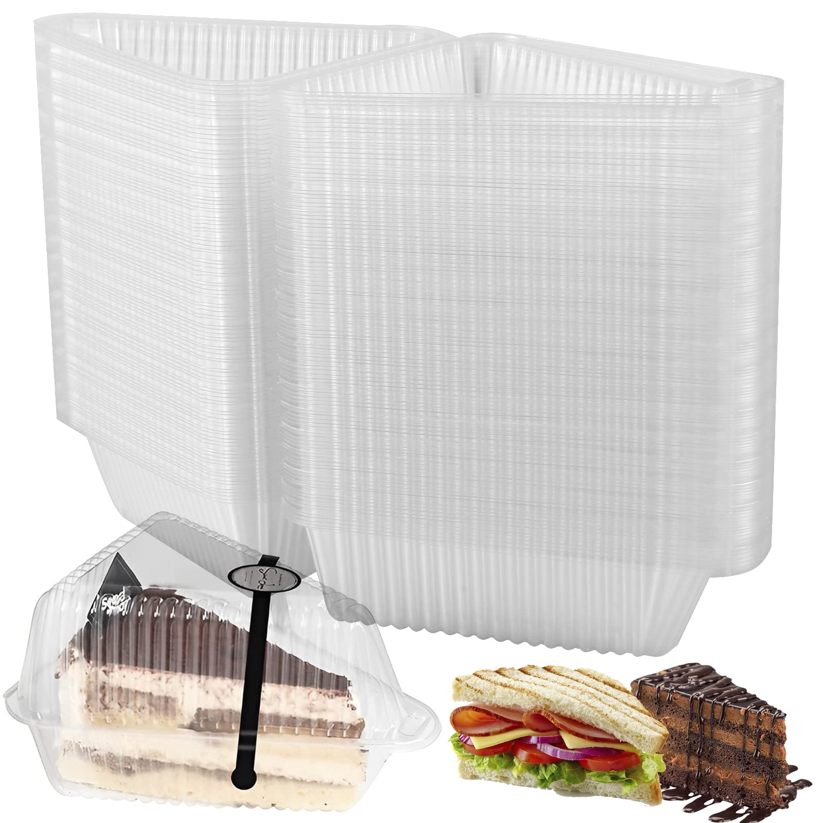 100 Pcs Cake Slice Boxes, Reusable Cupcake Slice Container with Lid ...