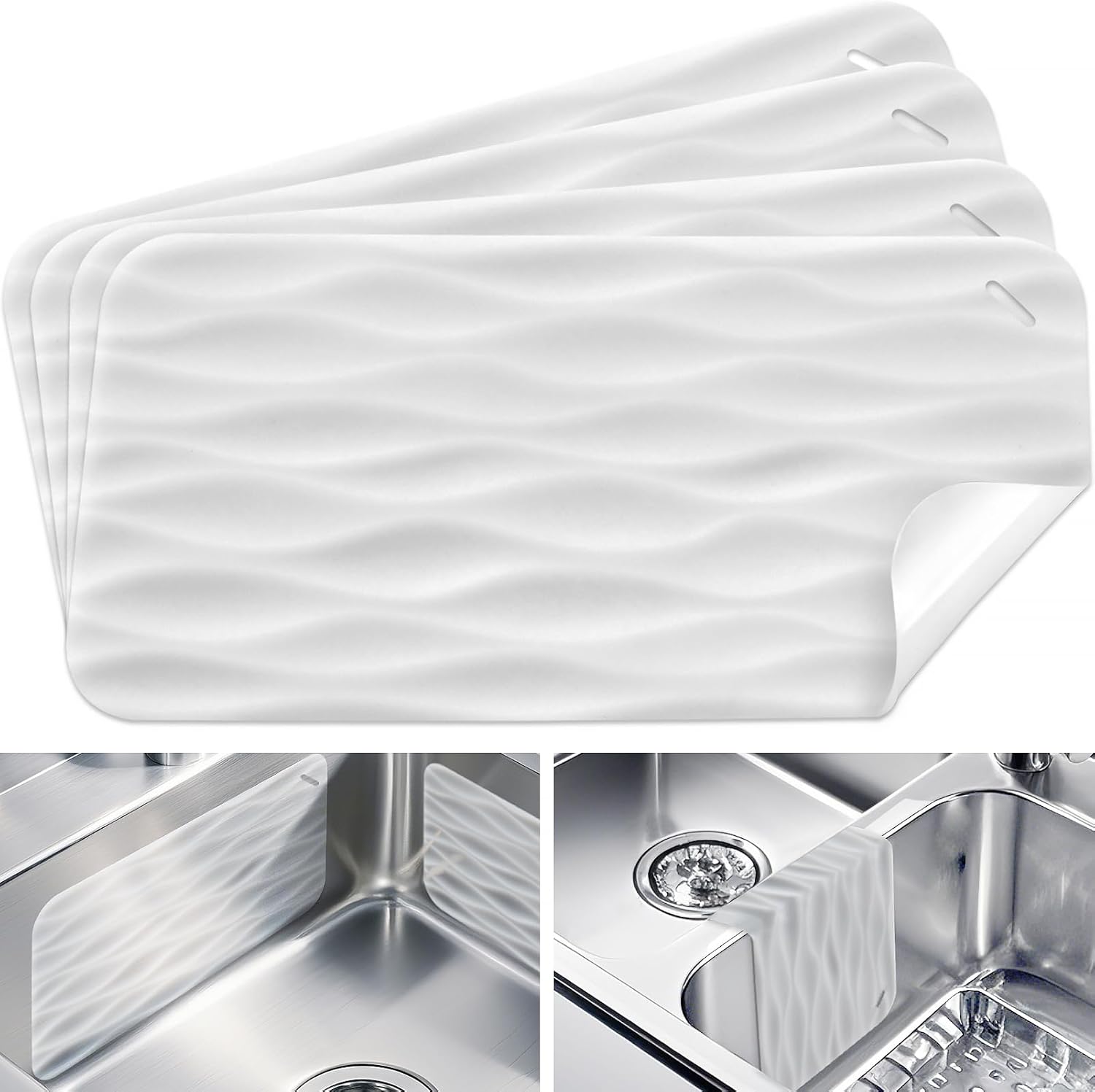 Amazon.com: 4 Pack Clear Silicone Kitchen Sink Protector Mat 12" L x 6 ...