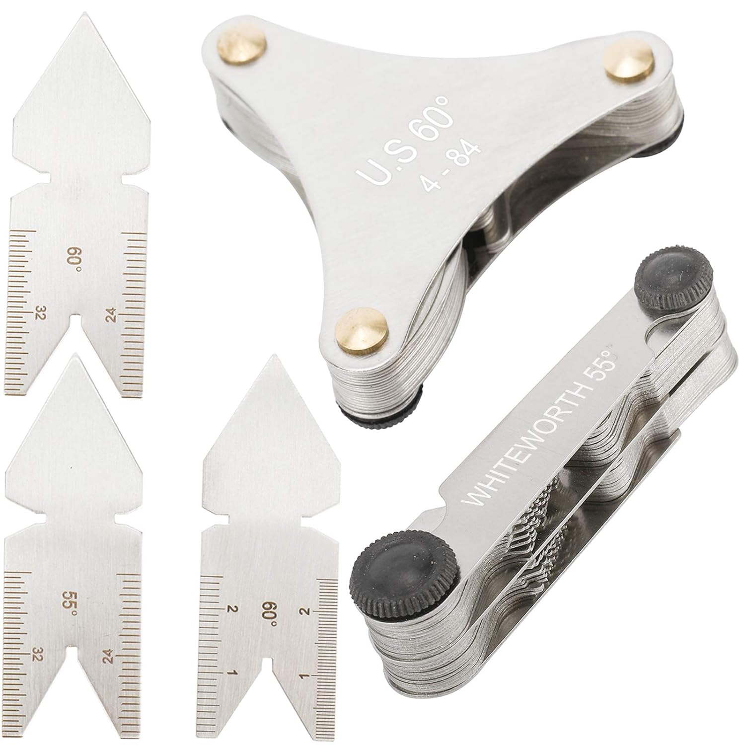 Toolly 5Pcs Stainless Steel Screw Thread Pitch Cutting Gauge Tool Set ...