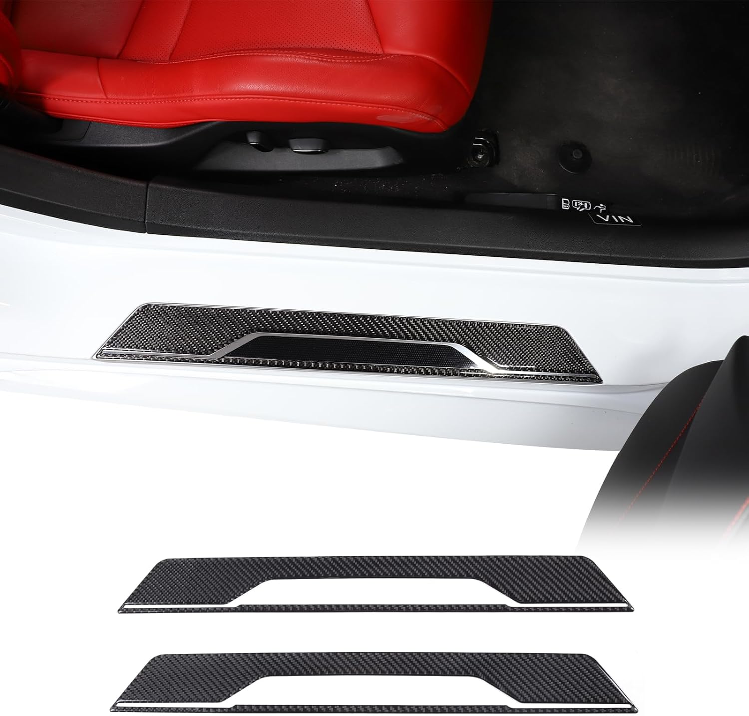 Amazon.com: Daeiclru Car Door Sill Protector, Real Carbon Fiber Inner ...