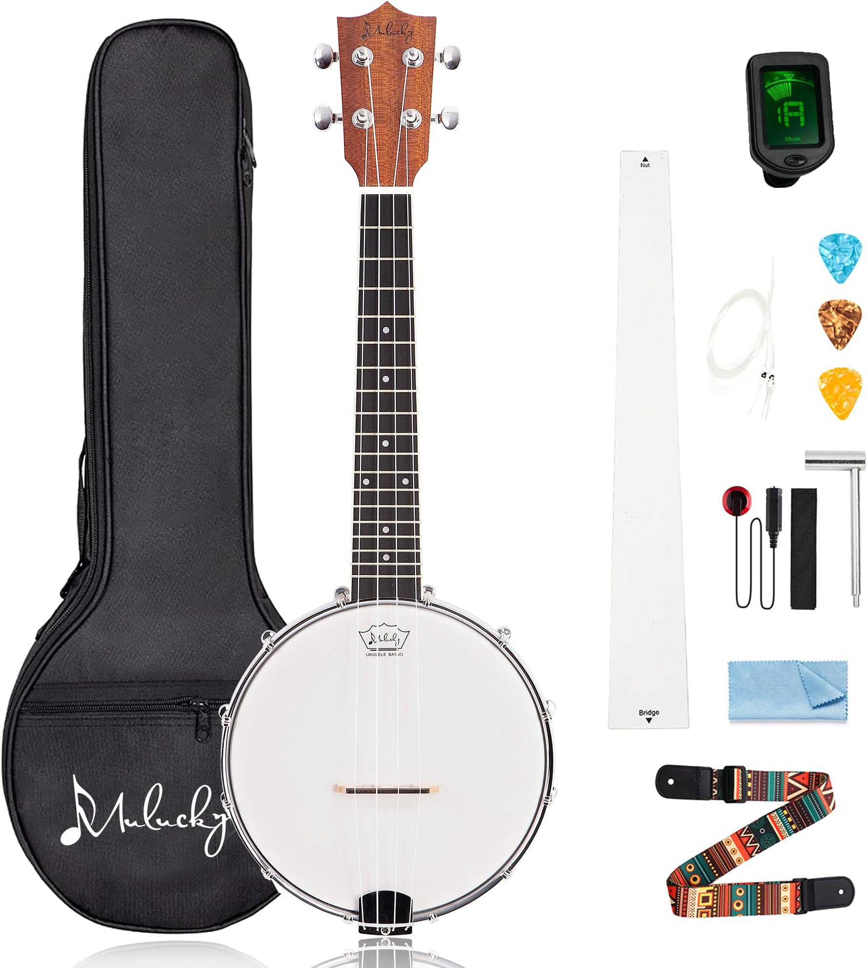 Amazon.com: 5 String Banjo Mini - Mulucky 28 Inch Travel Banjo Sapele ...