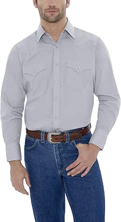 Amazon.com: Ely Cattleman Men's Size Long Sleeve Solid Western Shirt-Tall, Gray, LT : Clothing ...