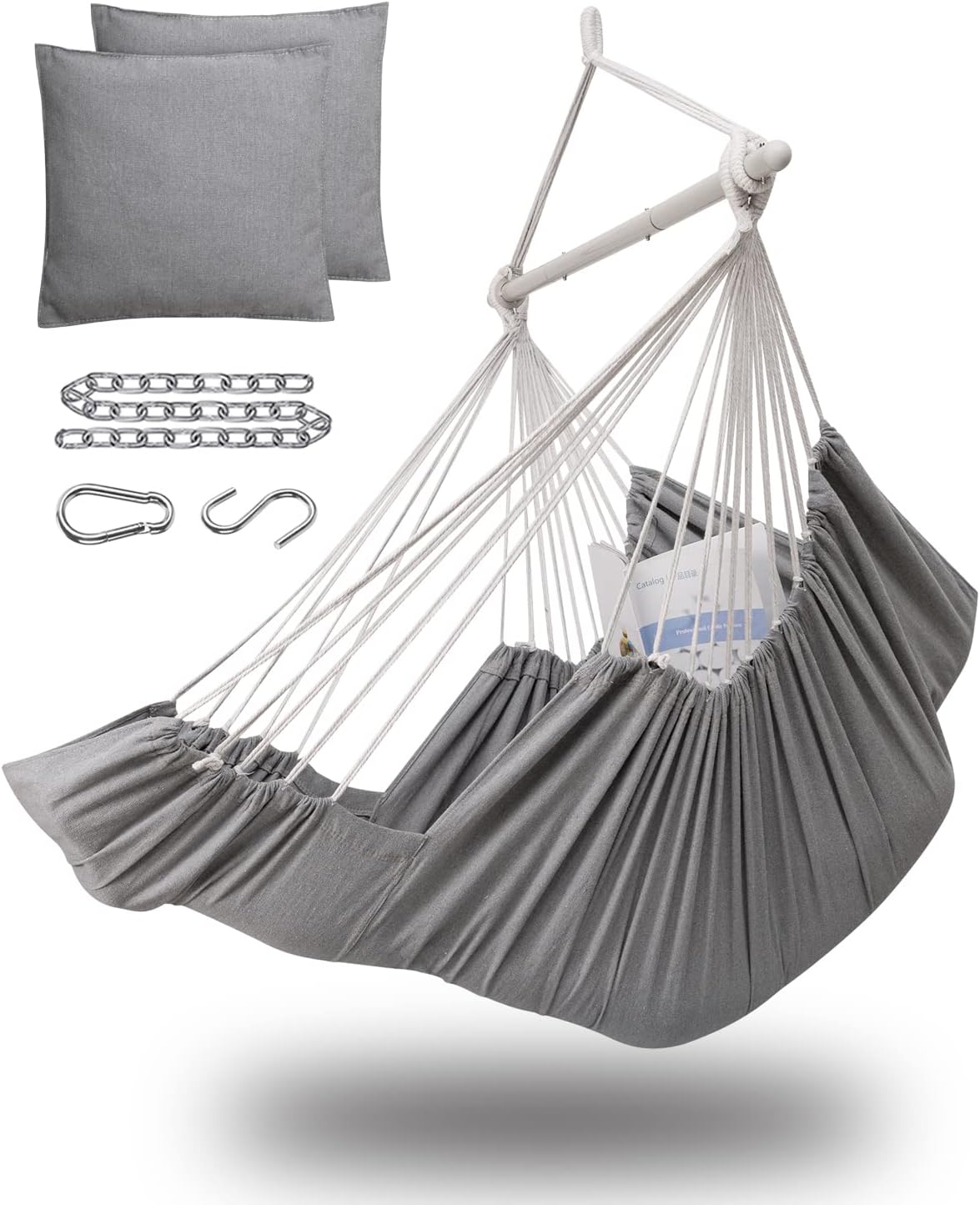 Amazon.com: Hammock Chair Hanging Rope Swing with Foot Rest Support, 2 ...