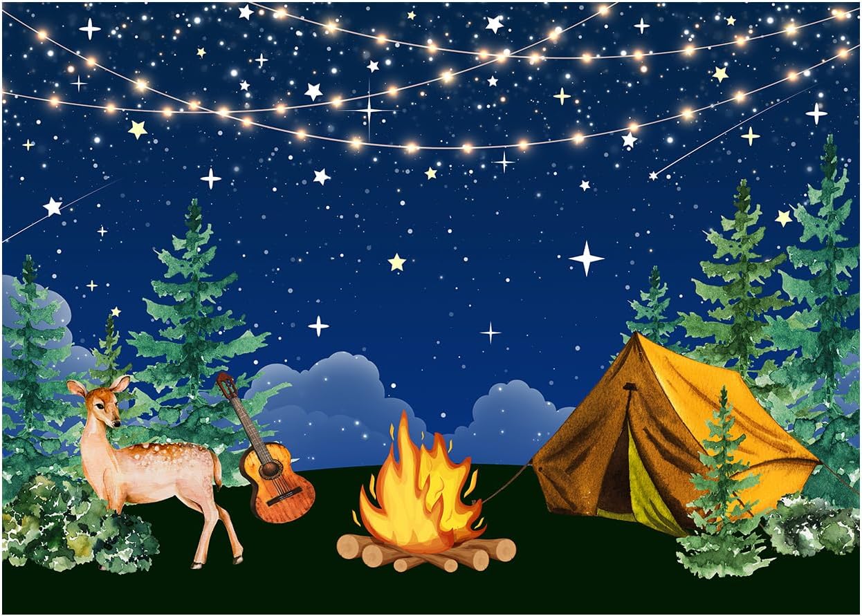 Amazon.com : LFEEY 5x3ft Pine Forest Camping Backdrop for Photoshoot ...
