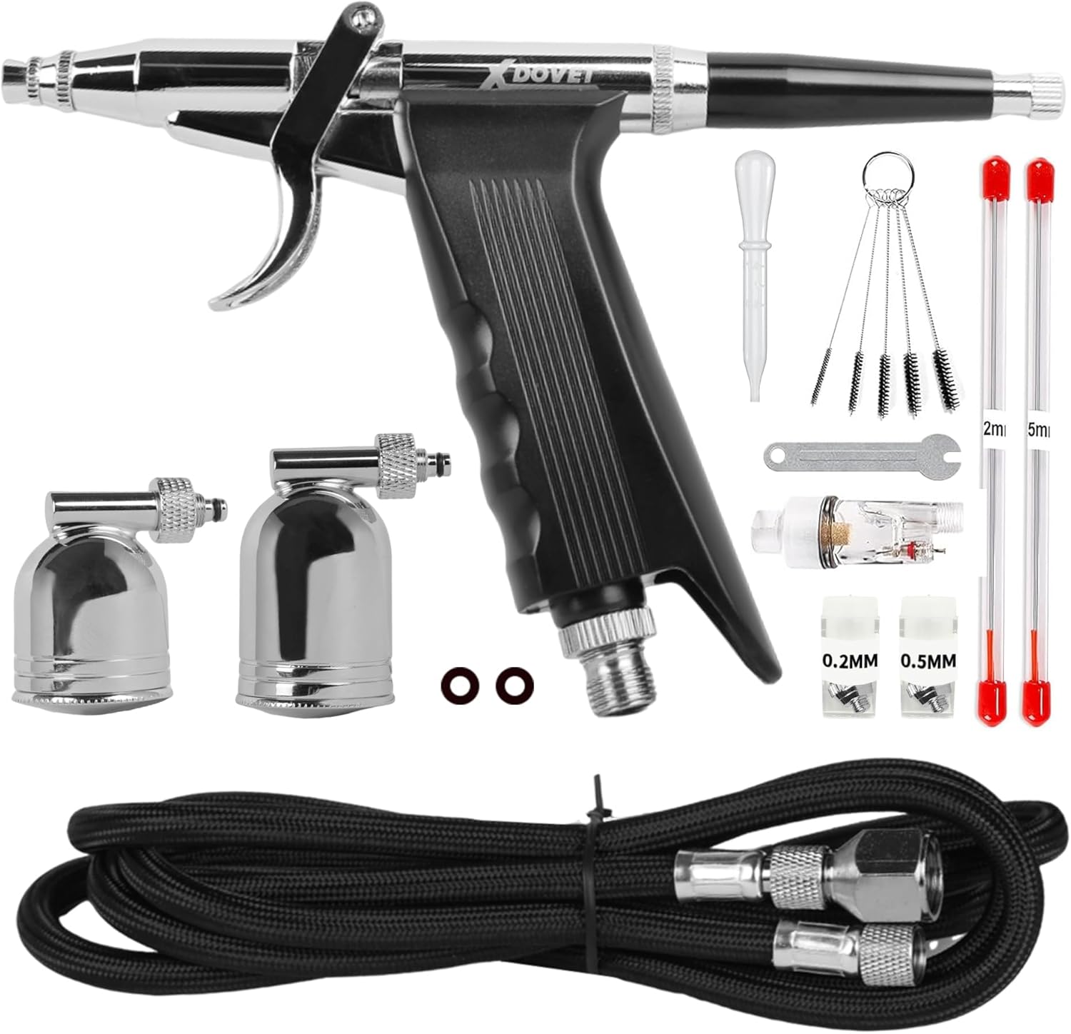 Amazon.com: XDOVET Dual Action Airbrush Kit with 0.35/0.5/0.8mm Needle ...