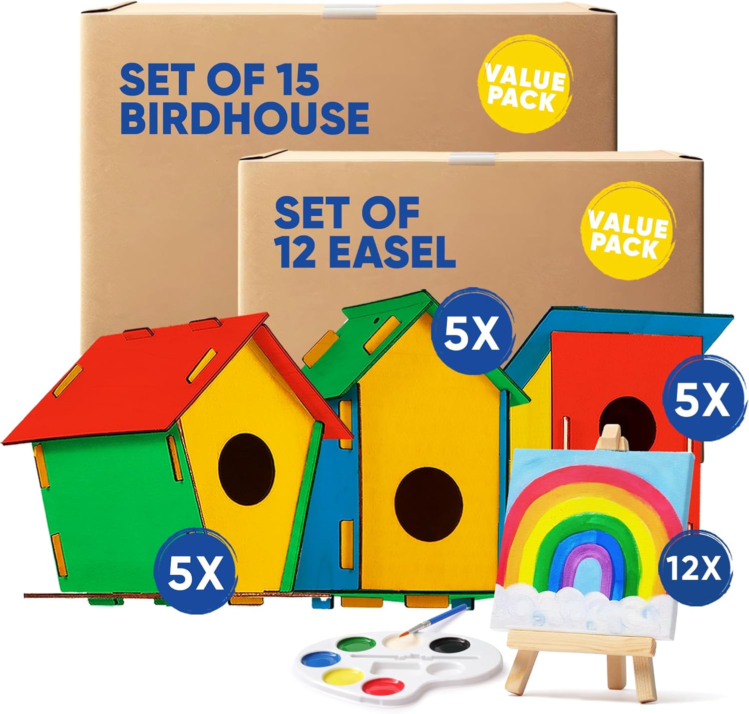 Amazon.com: CRAFTY HAPPITOYS 15 DIY Bird House Kits for Children to ...