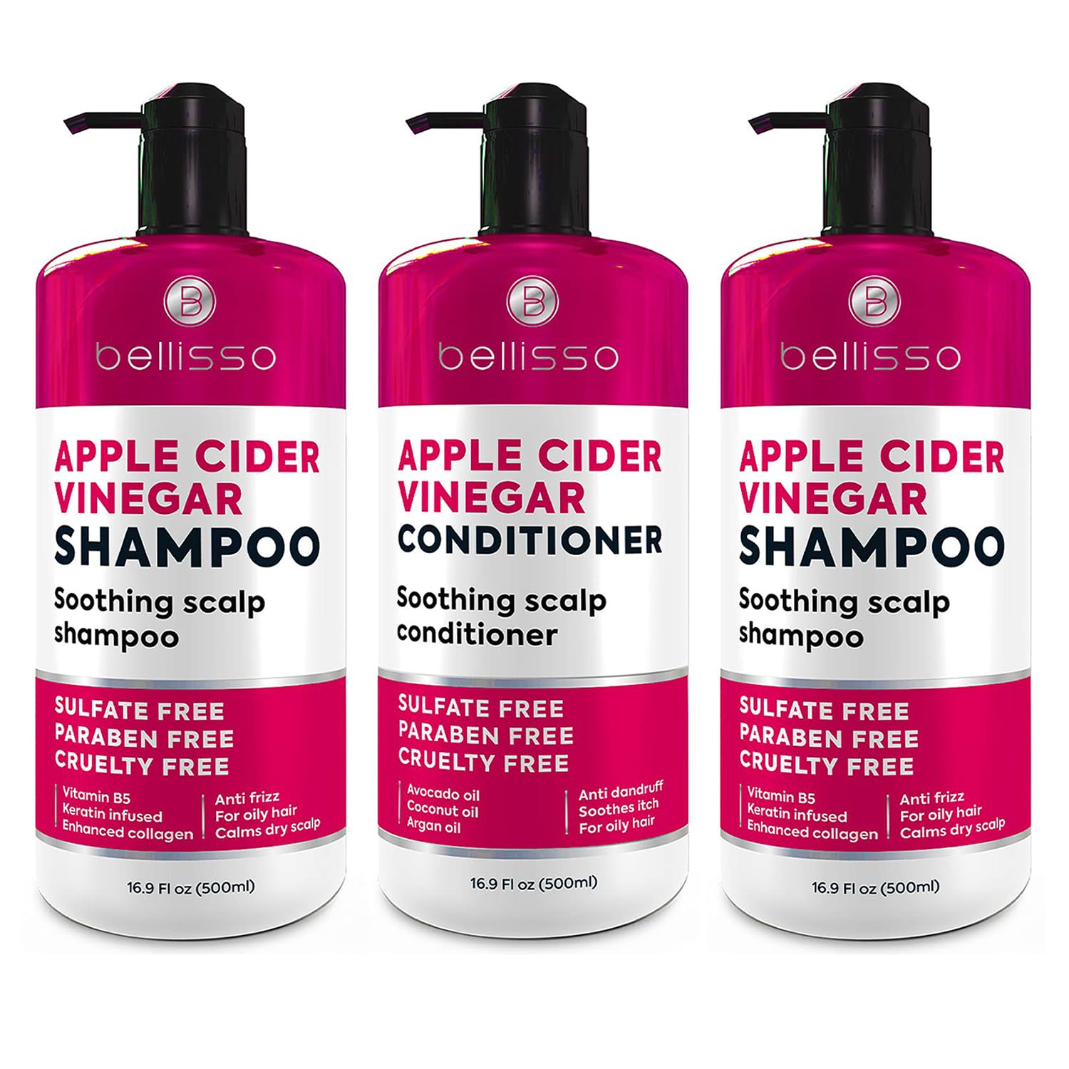 Amazon.com : BELLISSO Apple Cider Vinegar Shampoo and Conditioner Set ...