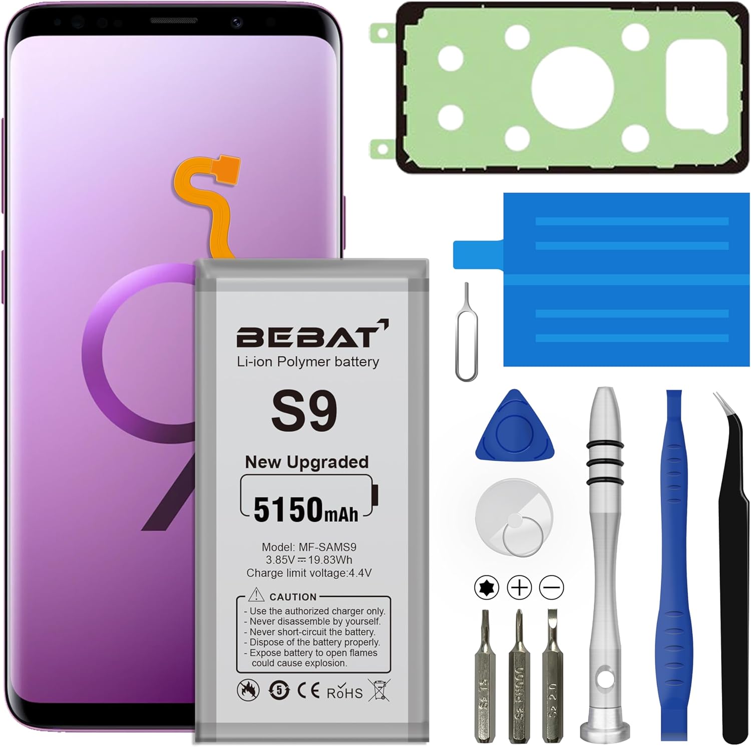 Amazon.com: BEBAT Replacement Battery for Samsung Galaxy S9,5150mAh High Capacity Lithium ...