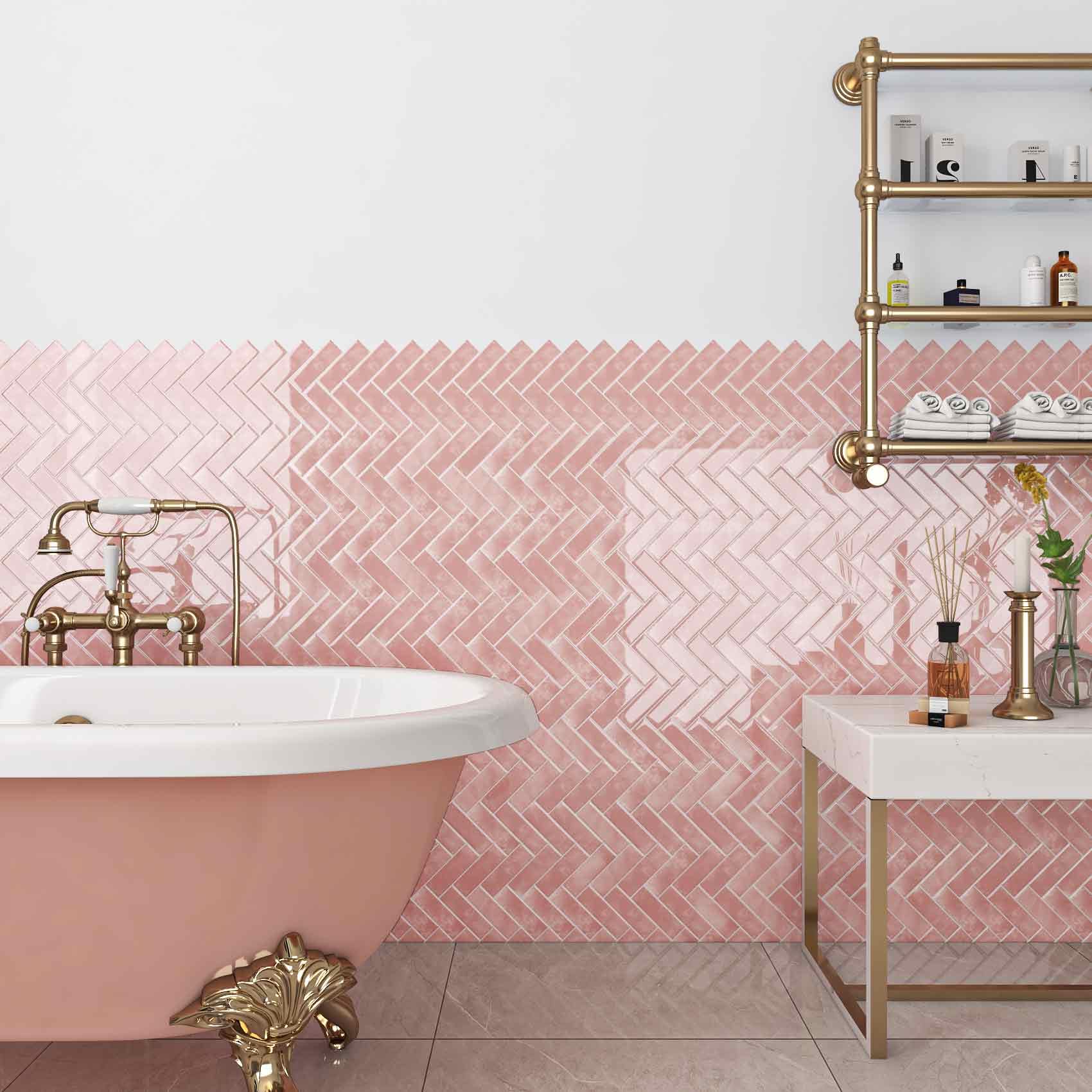 Pink Bathroom Tiles Underground Pink Tiles 10x30cm | Tile Warehouse