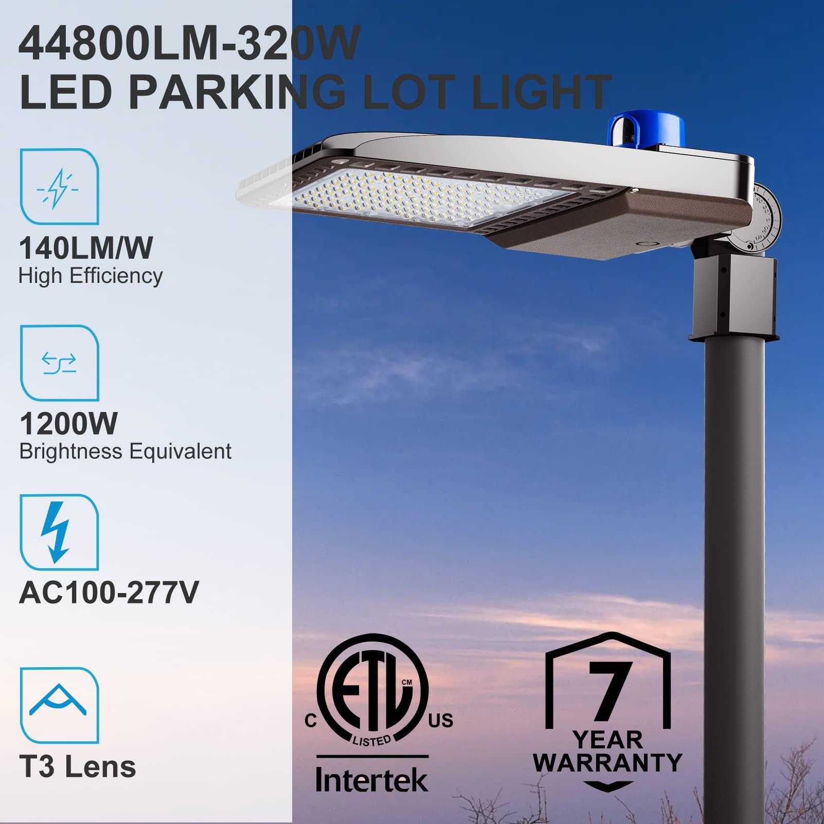 4Pack-320W LED Parking Lot Light (44800lm Eqv 1200W HPS) LED Pole Light ...