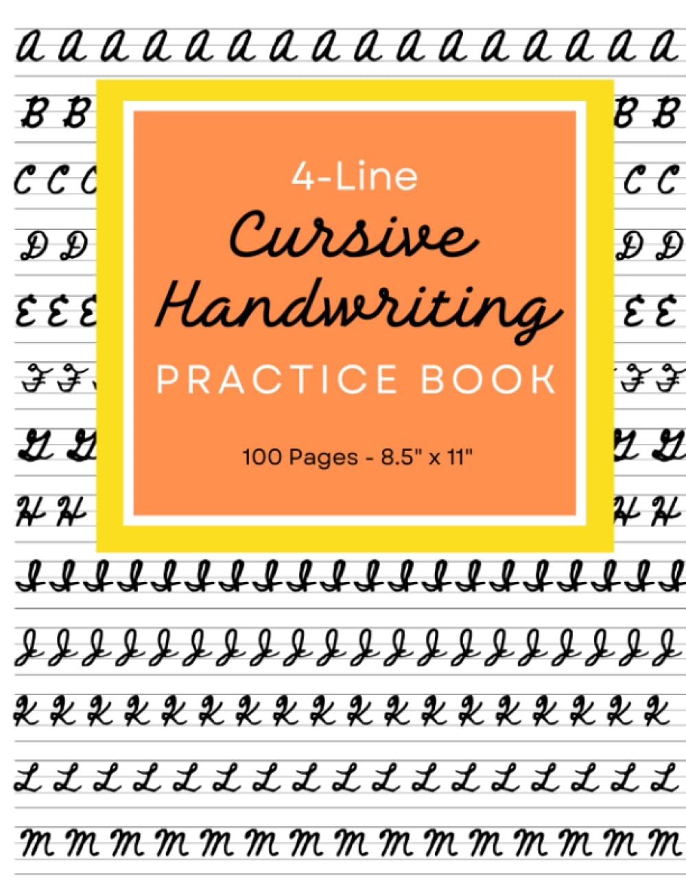 Amazon.com: 4-Line Cursive Handwriting Practice Book: Lined Cursive ...