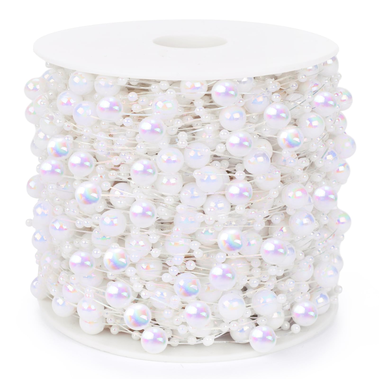 Amazon.com: FUTUREPLUSX 197Ft. White Iridescent Pearls String ...