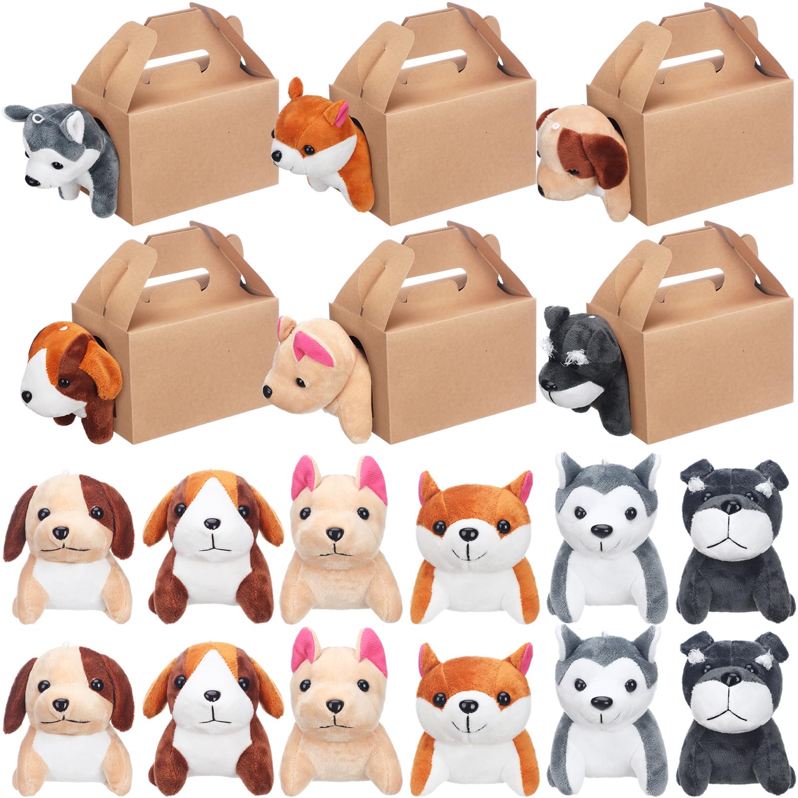 Amazon.com: Fainne 12 Pcs Dog Party Favors Boxes with 12 Pcs Mini Plush ...